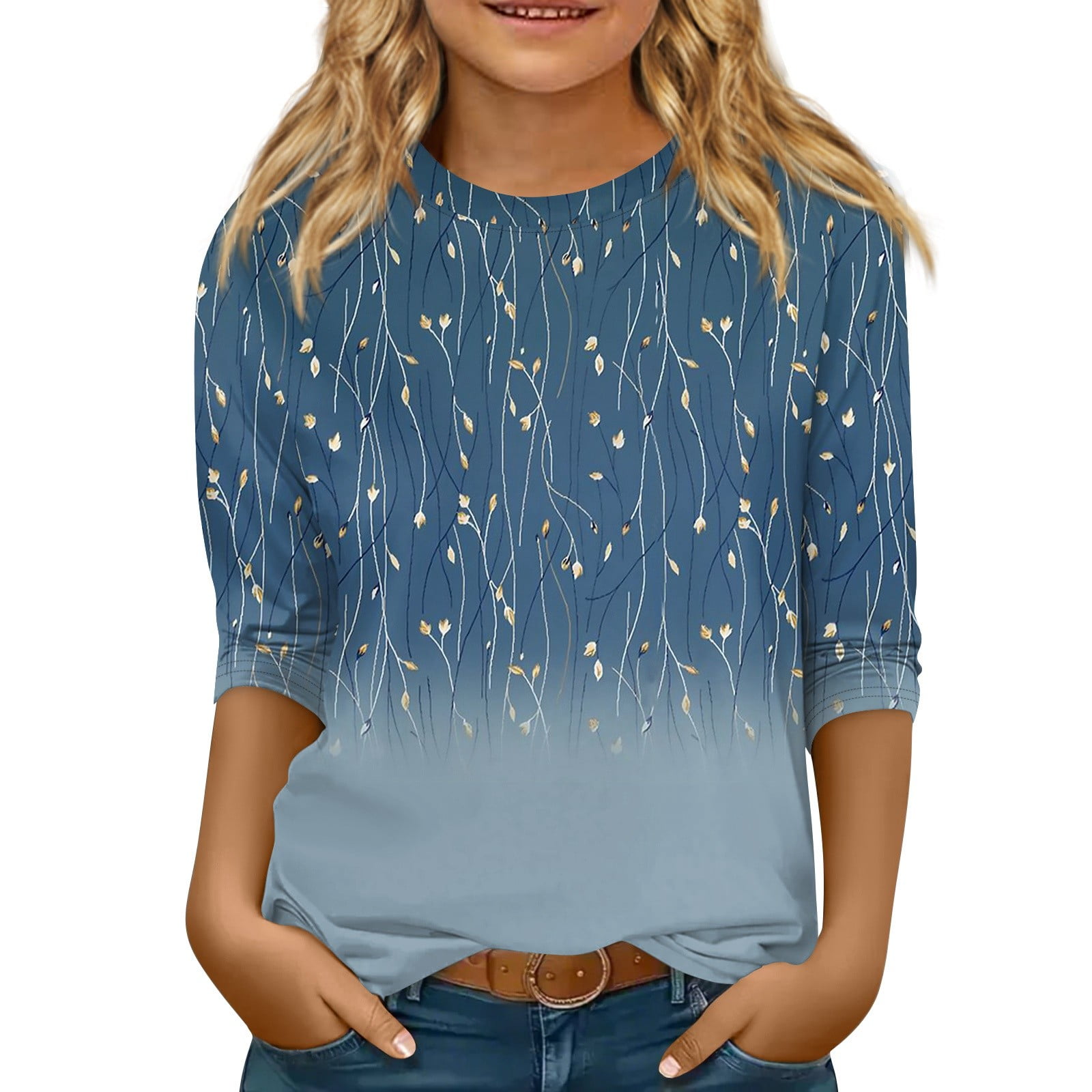 TQWQT Girls Ethnic Floral 3/4 Sleeve Shirt Trendy Girls Tops Size 10-12 ...