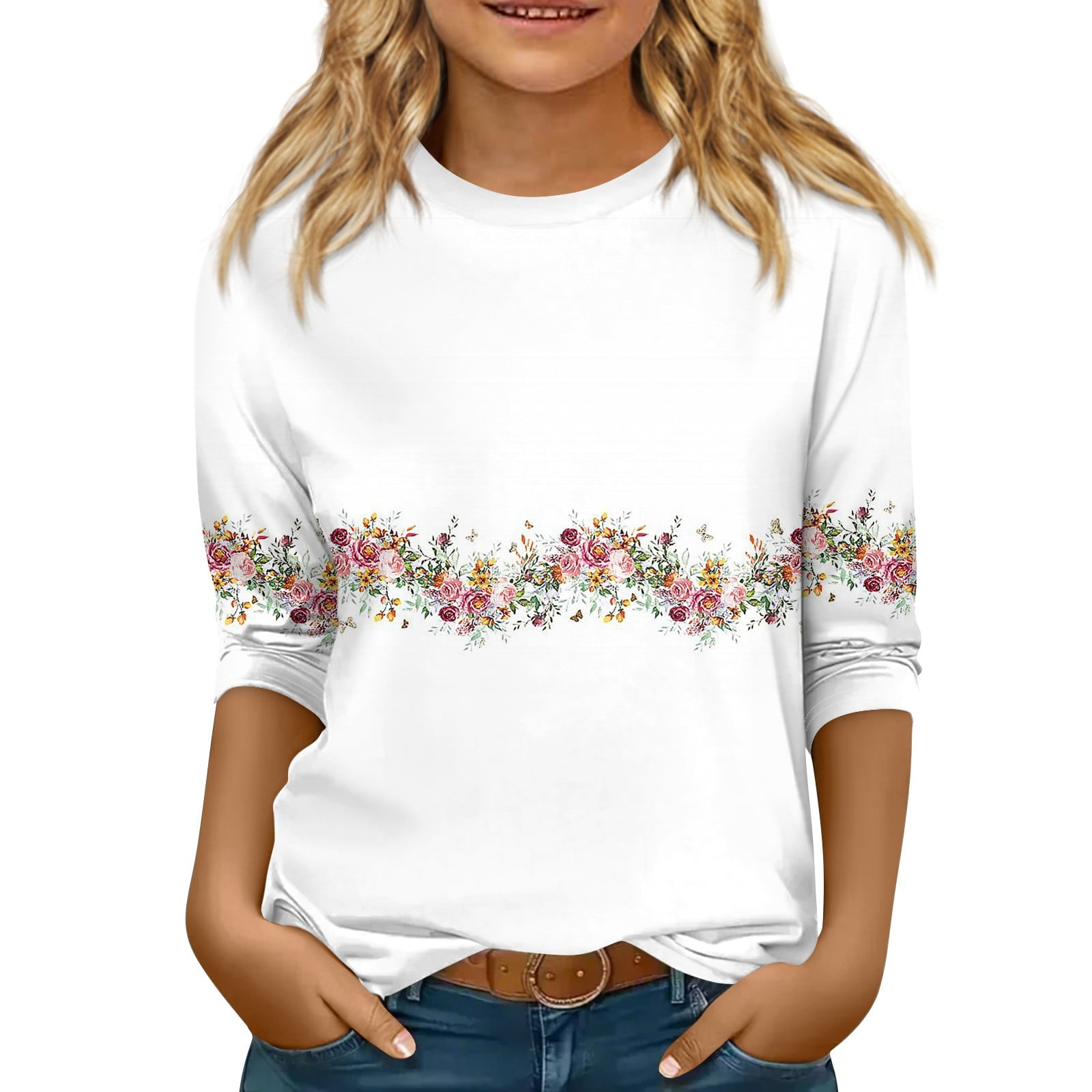 TQWQT Girls Fall 3/4 Sleeve Shirt Trendy Graphic T-shirts Crew Neck ...