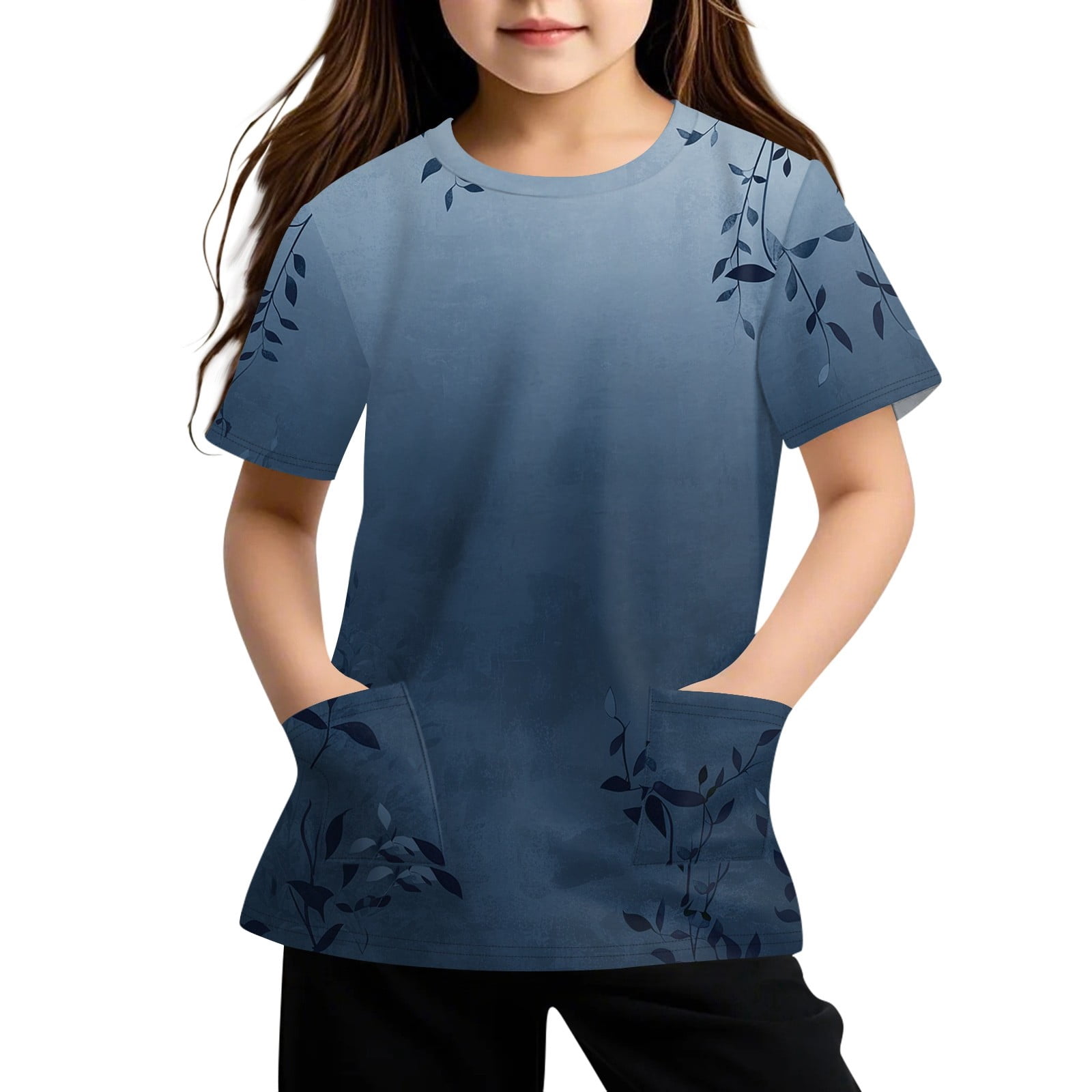 TQWQT Girls Floral Short Sleeve Shirts Trendy Girls Summer Tops Size 14 ...