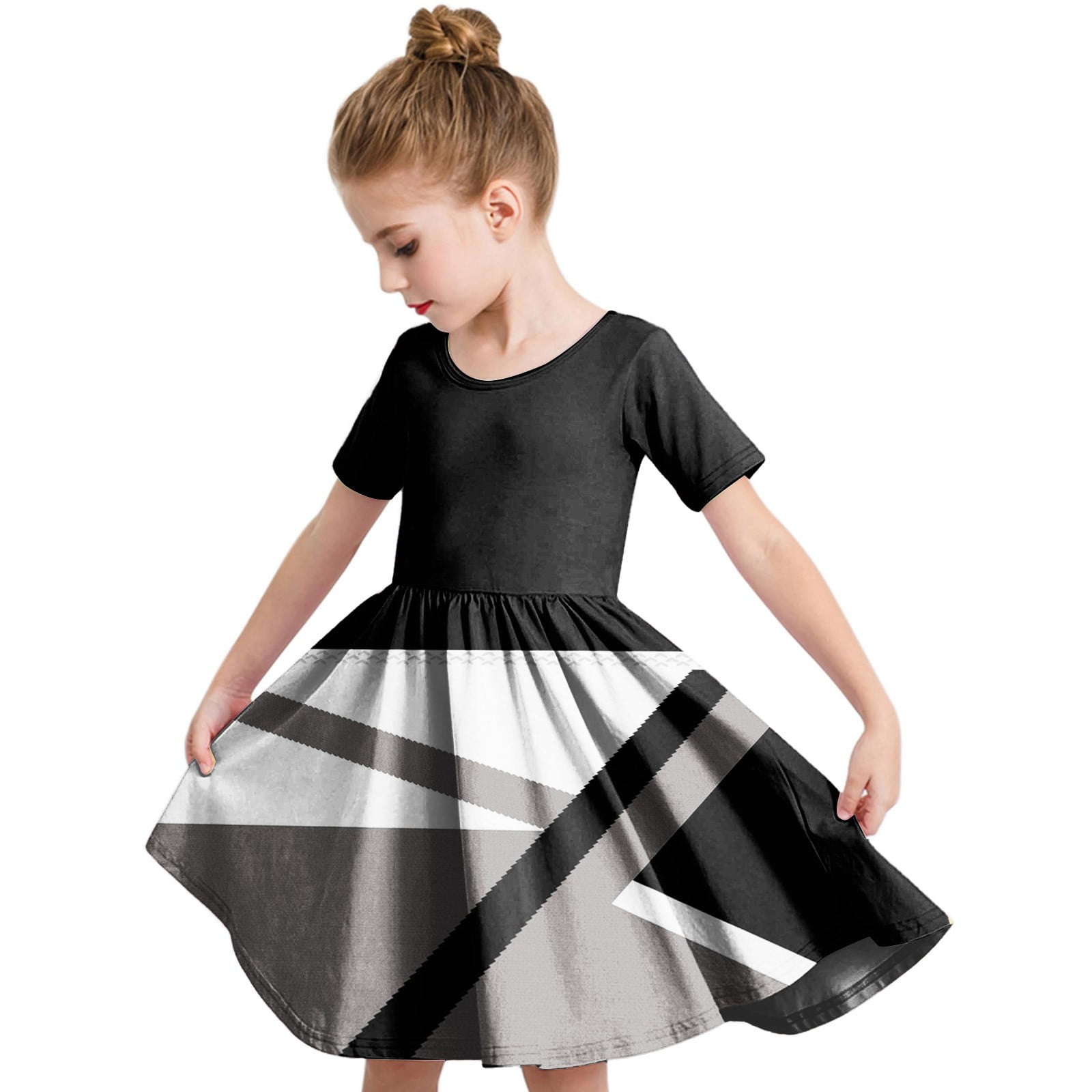 TQWQT Girls Gray Dresses Summer Cute Beach Dress Kids Crew Neck Size 10 ...