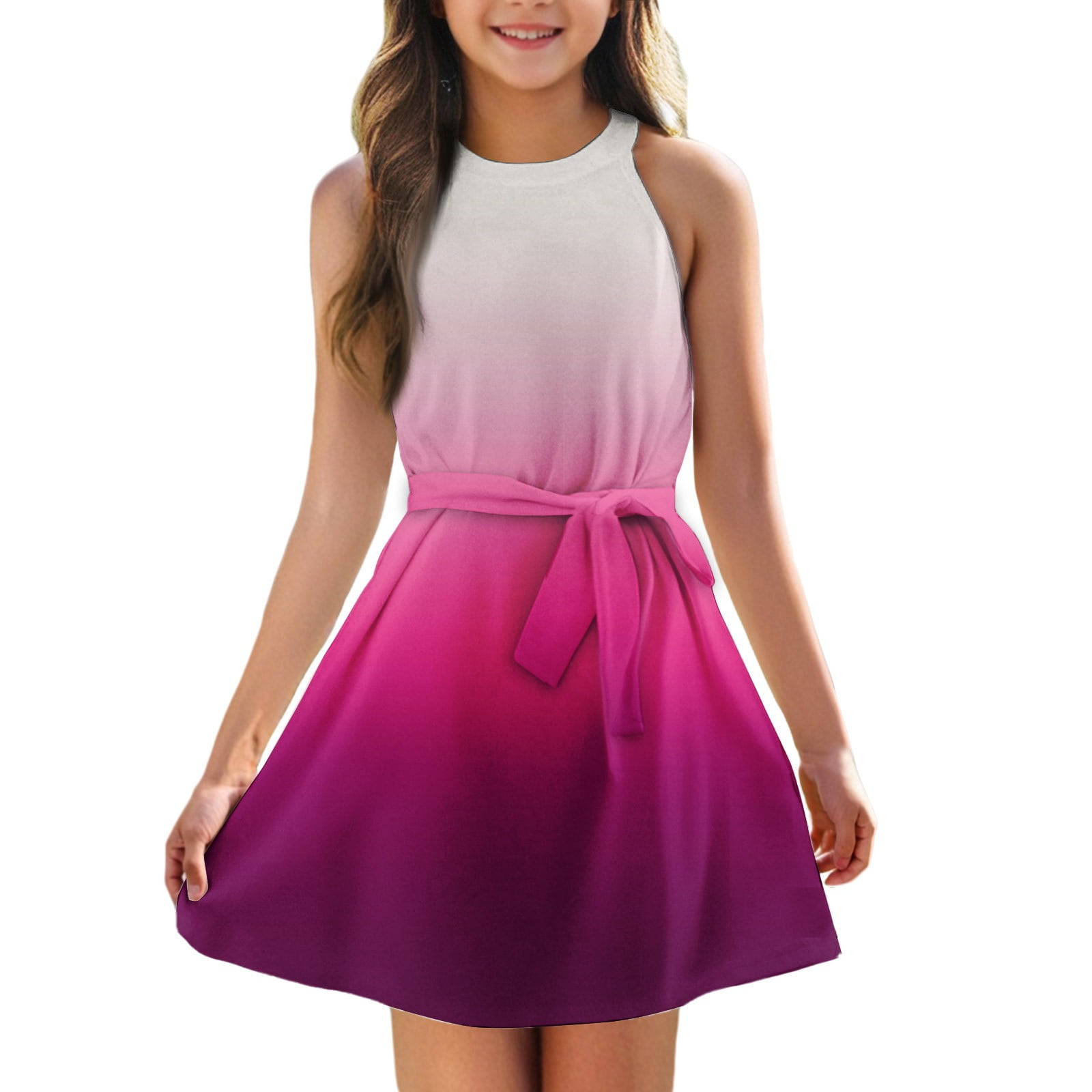 TQWQT Girls Halter Dresses Summer Cute Halter Dress Kids Tie Front Size ...