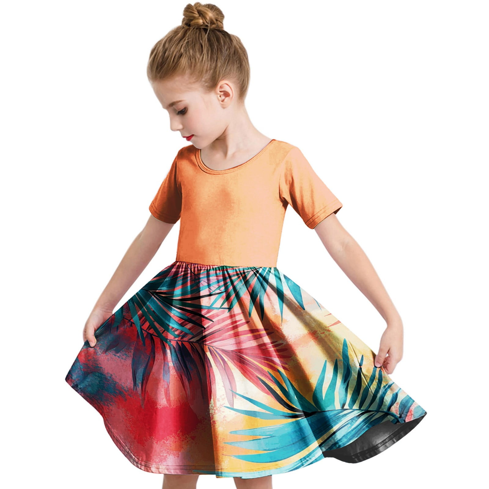 TQWQT Girls Hawaiian Dresses Summer Cute Girls Sundress Size 10-12 Kids ...