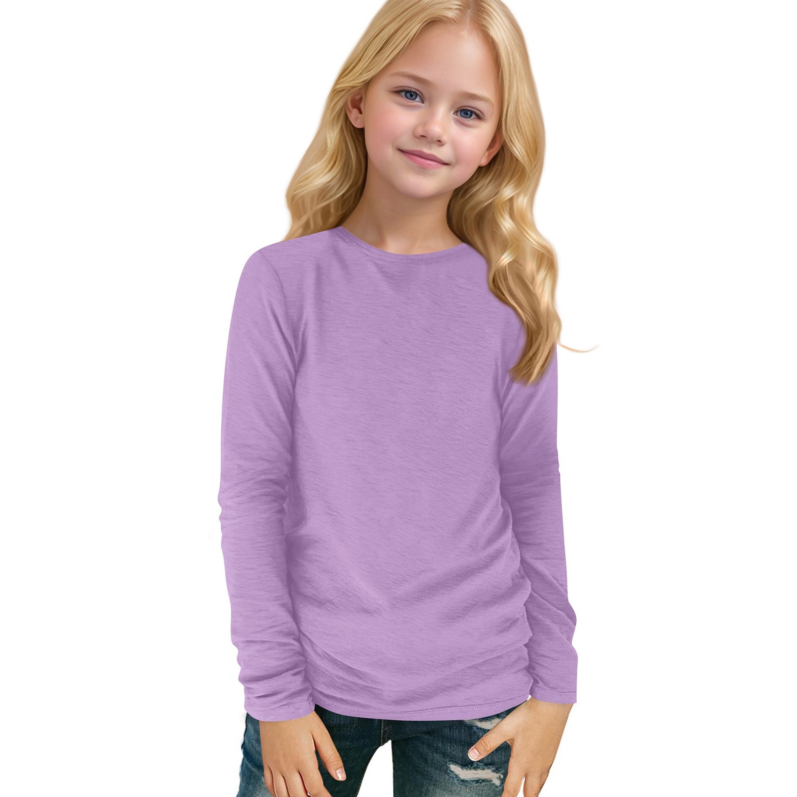 TQWQT Girls Long Sleeve Shirts Fall Trendy Light Purple Shirts Size 10 ...