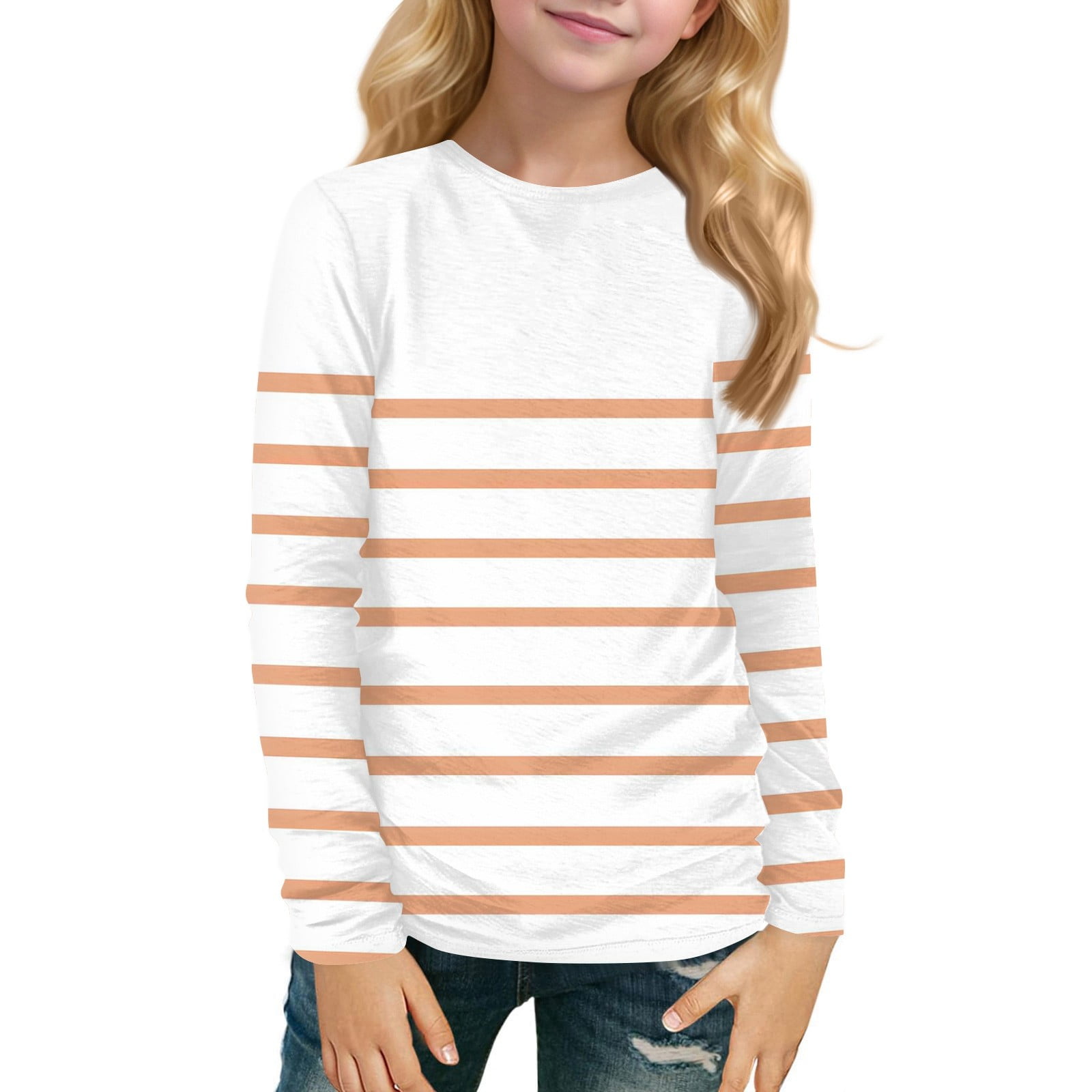 TQWQT Girls Long Sleeve Shirts Winter Striped Print Shirts Size 10-12 ...