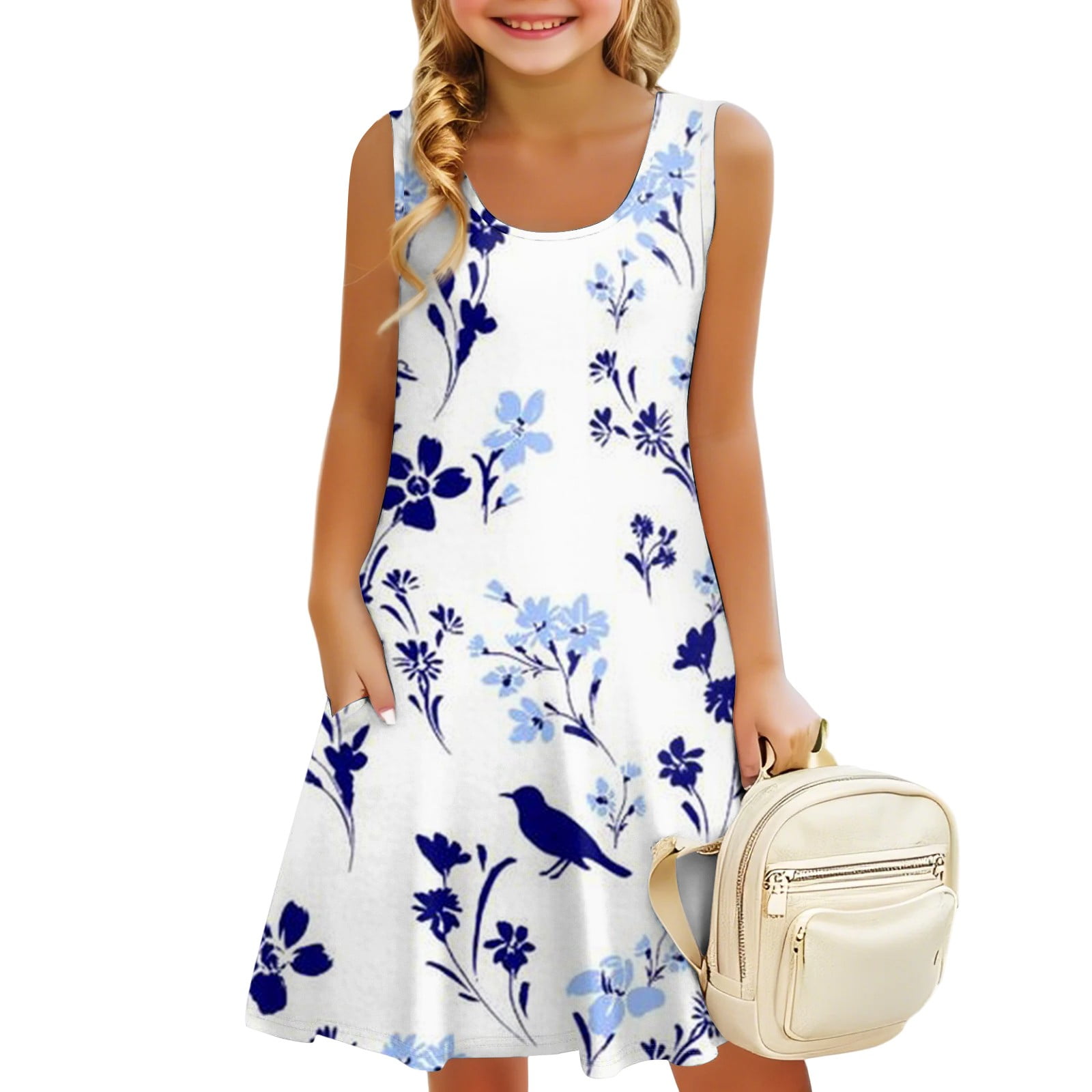 TQWQT Girls Pink Dresses Summer Girls Sundress Sleeveless Size 10-12 ...