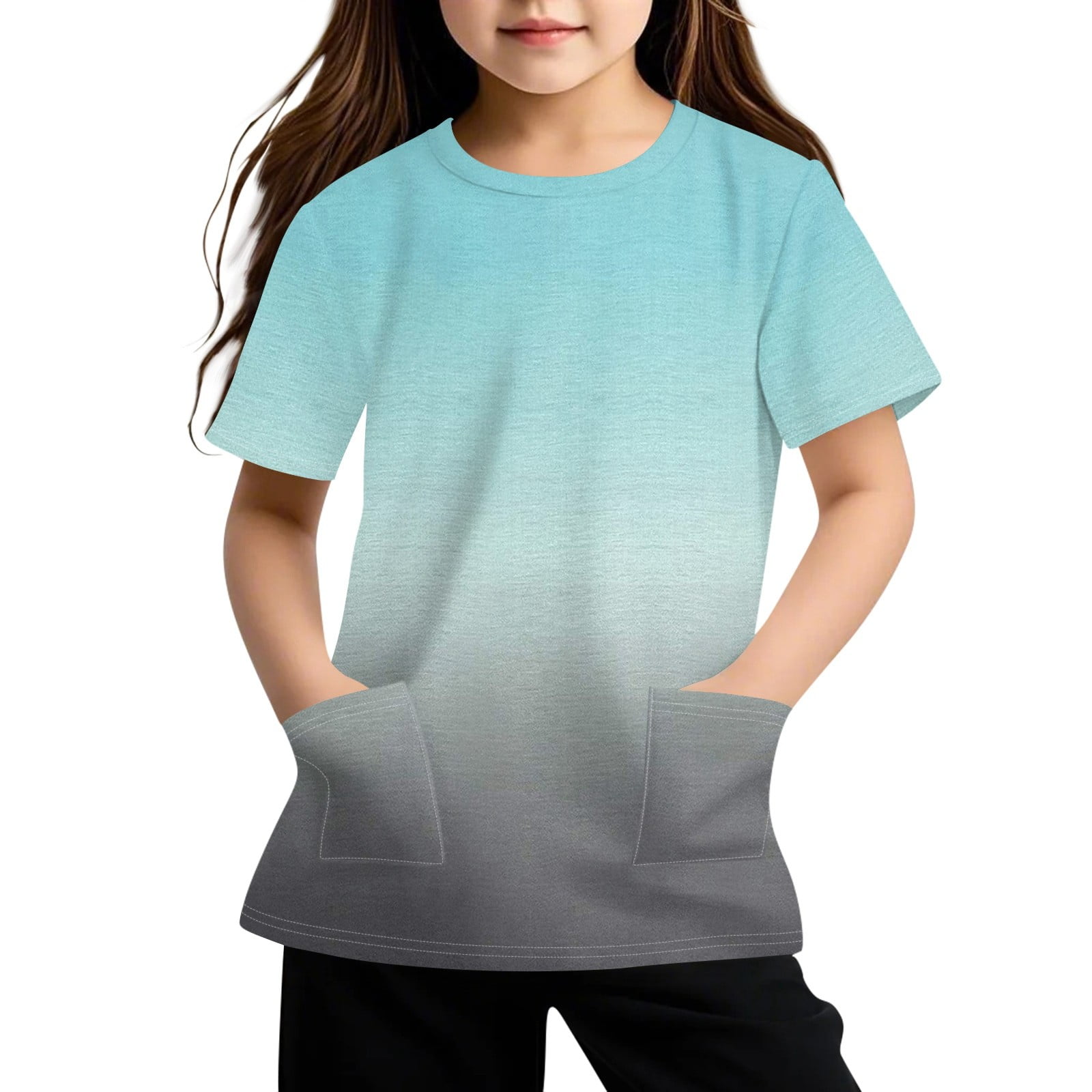 TQWQT Girls Short Sleeve T Shirts Size 7-8 Gradient School Tween Girls ...
