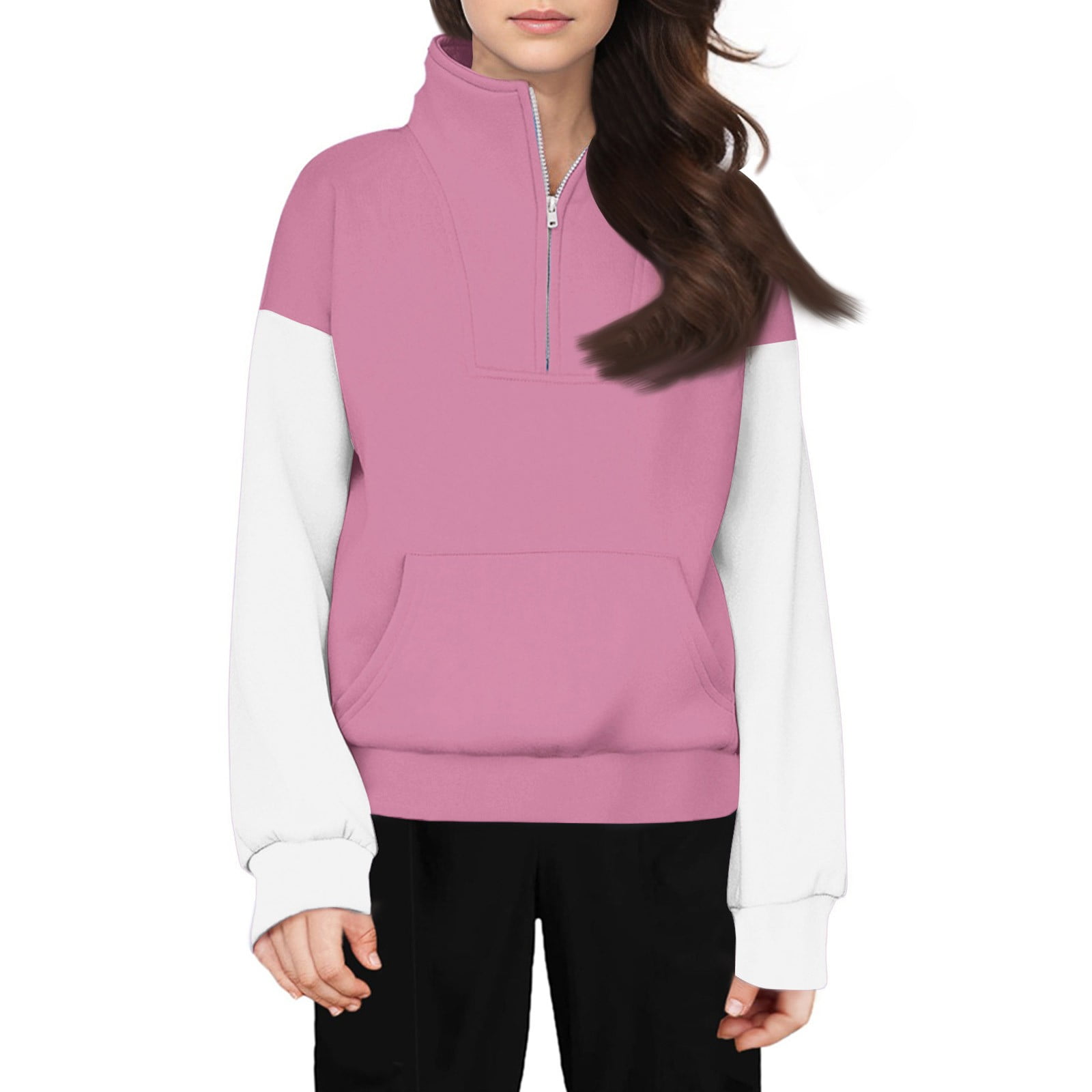 TQWQT Girls Sweatshirt Kids 10-12 Half Zip Hoodie Long Sleeve Rglan ...