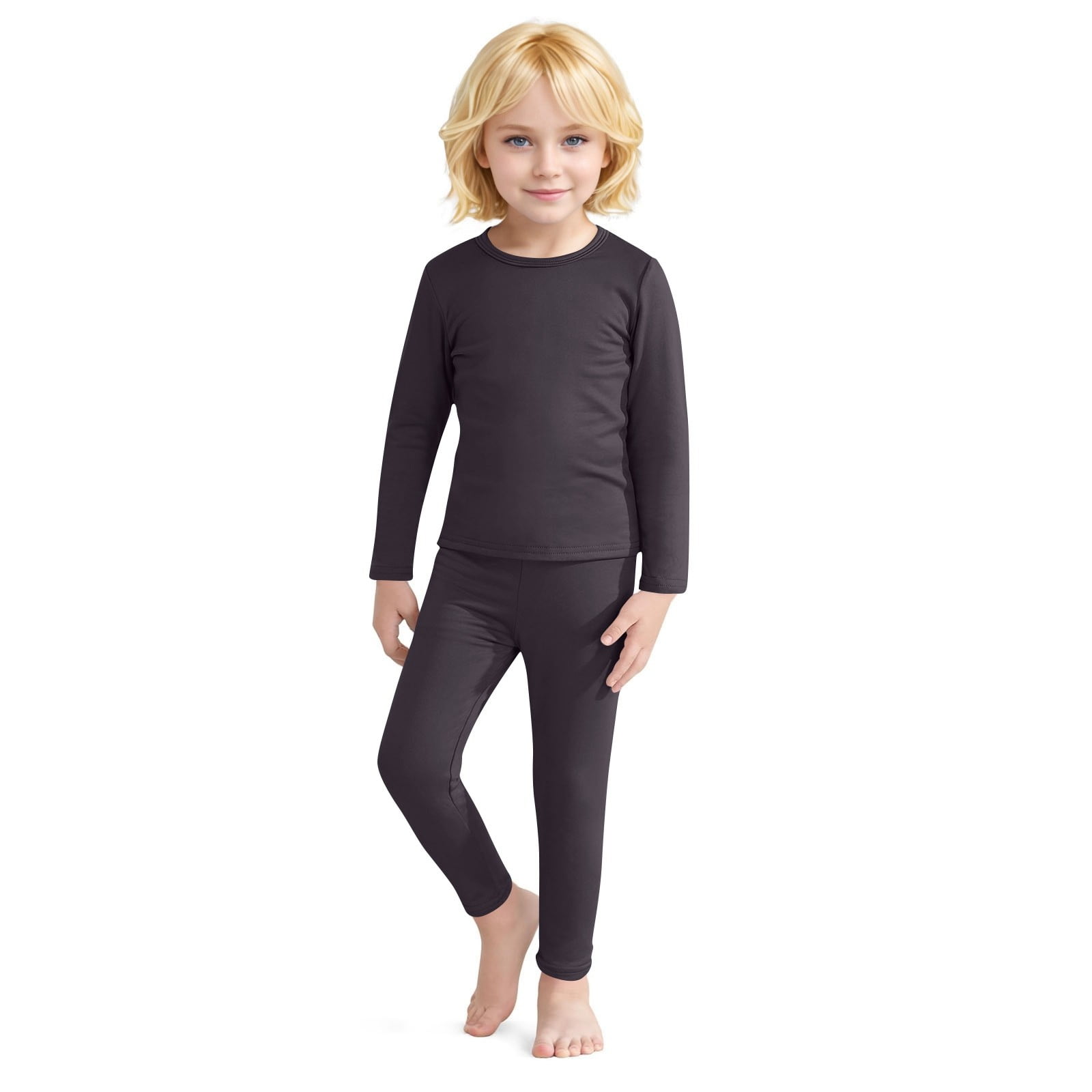 TQWQT Girls Thermal Underwear Fleece Thermals Top and Bottom Set Long ...