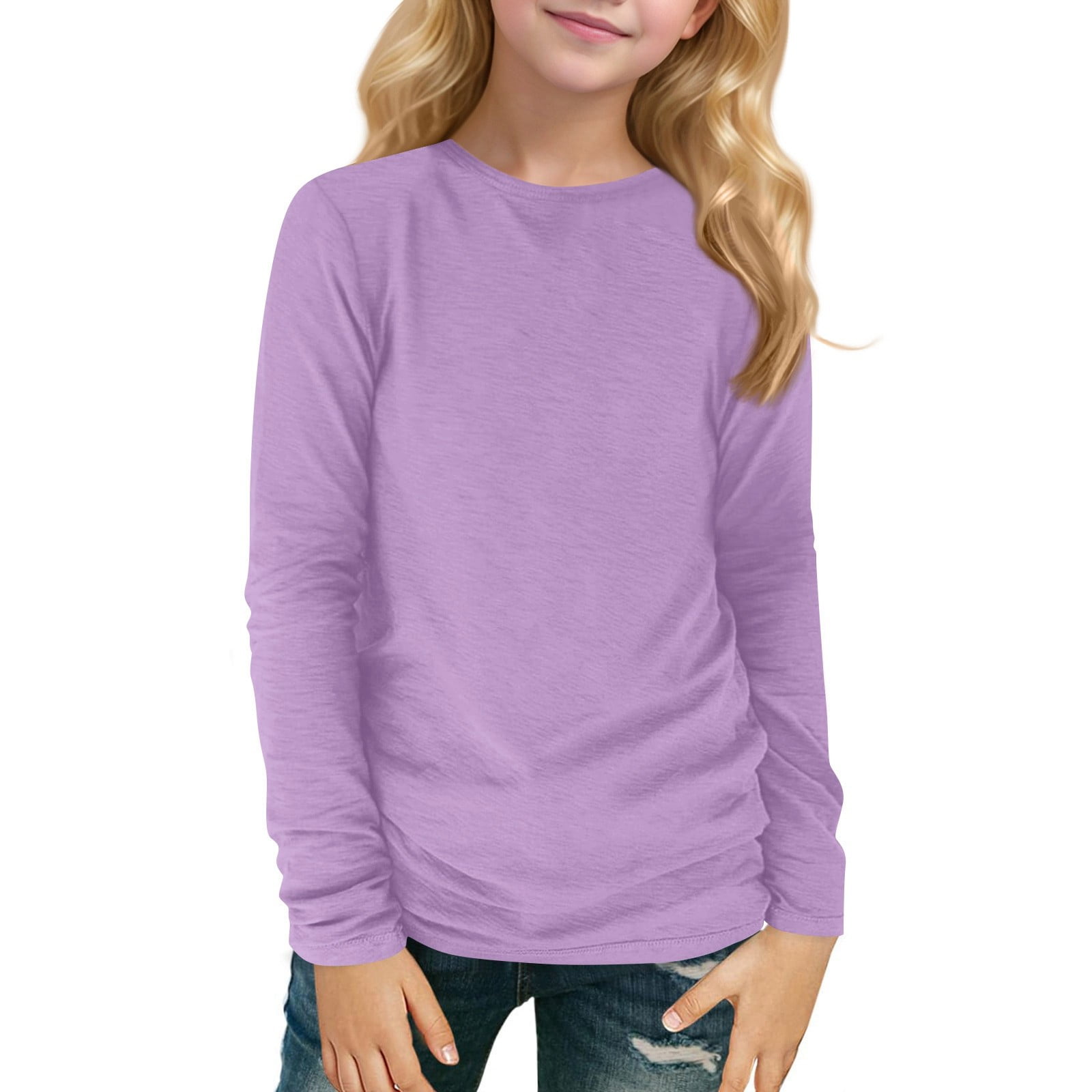 TQWQT Girls Tops Size 10-12 Long Sleeve Shirt Fall Cute Light Purple ...