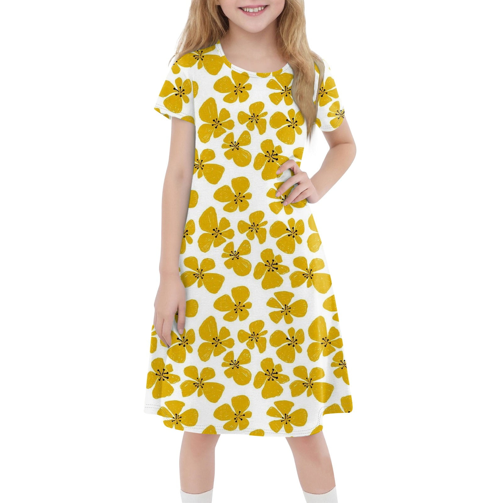 TQWQT Girls Yellow Dresses Summer Girls Sundress Size 10-12 Summer Cute ...
