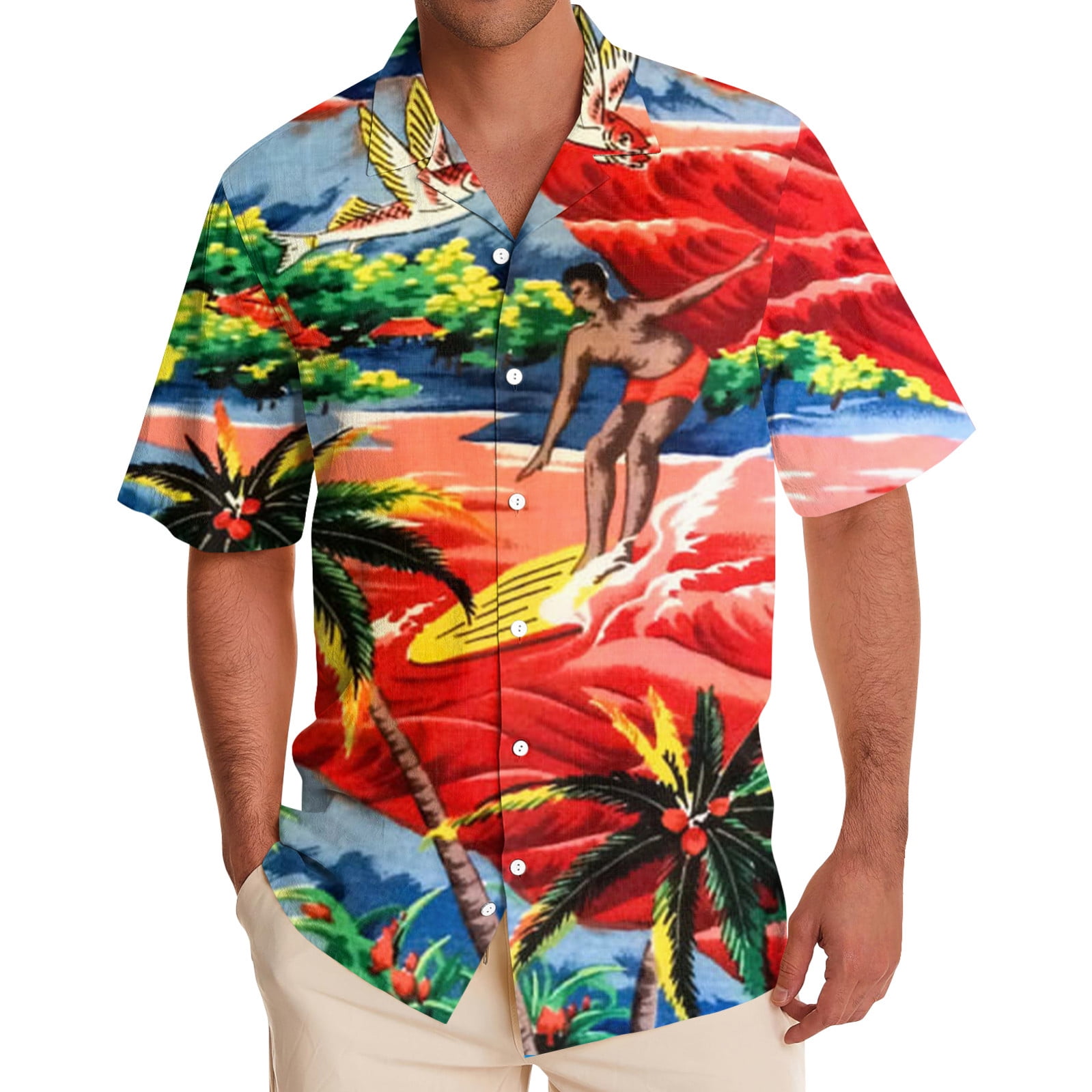 TQWQT Men's Button Down Shirts Slim-fit Short Sleeve Dress Shirt Funny ...