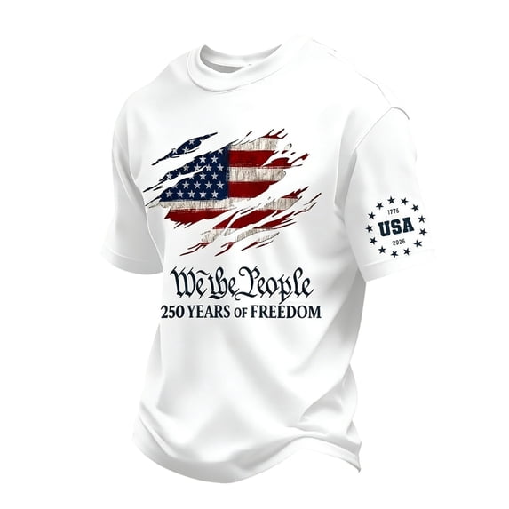 TQWQT Men's We The People American Flag Patriotic T-Shirt Short Sleeve ...