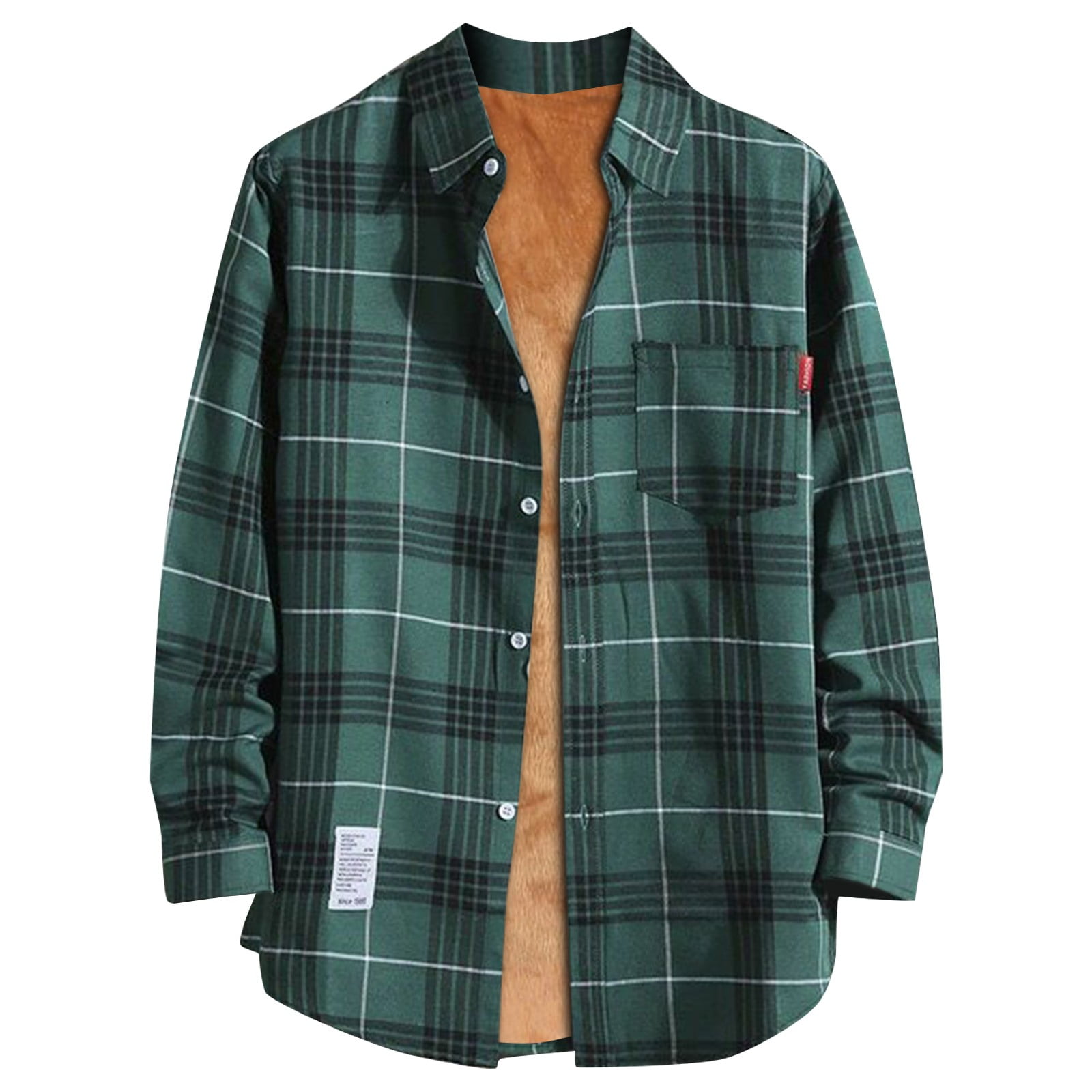 TQWQT Men's Sherpa Lined Flannel Shirt Jacket, Soft Long Sleeve Rugged ...