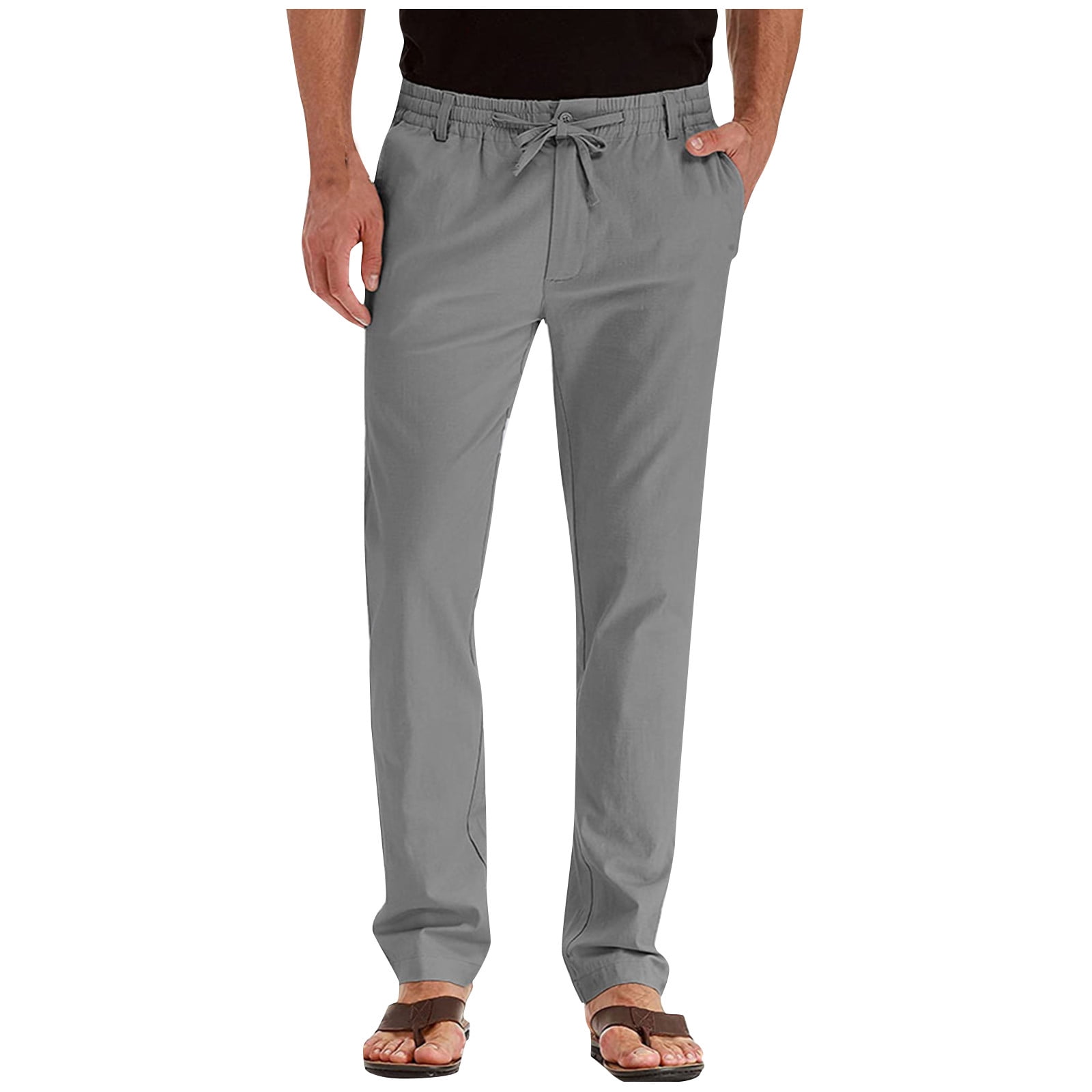 TQWQT Mens Dress Pants Casual Elastic Waist Drawstring Chino Pants ...