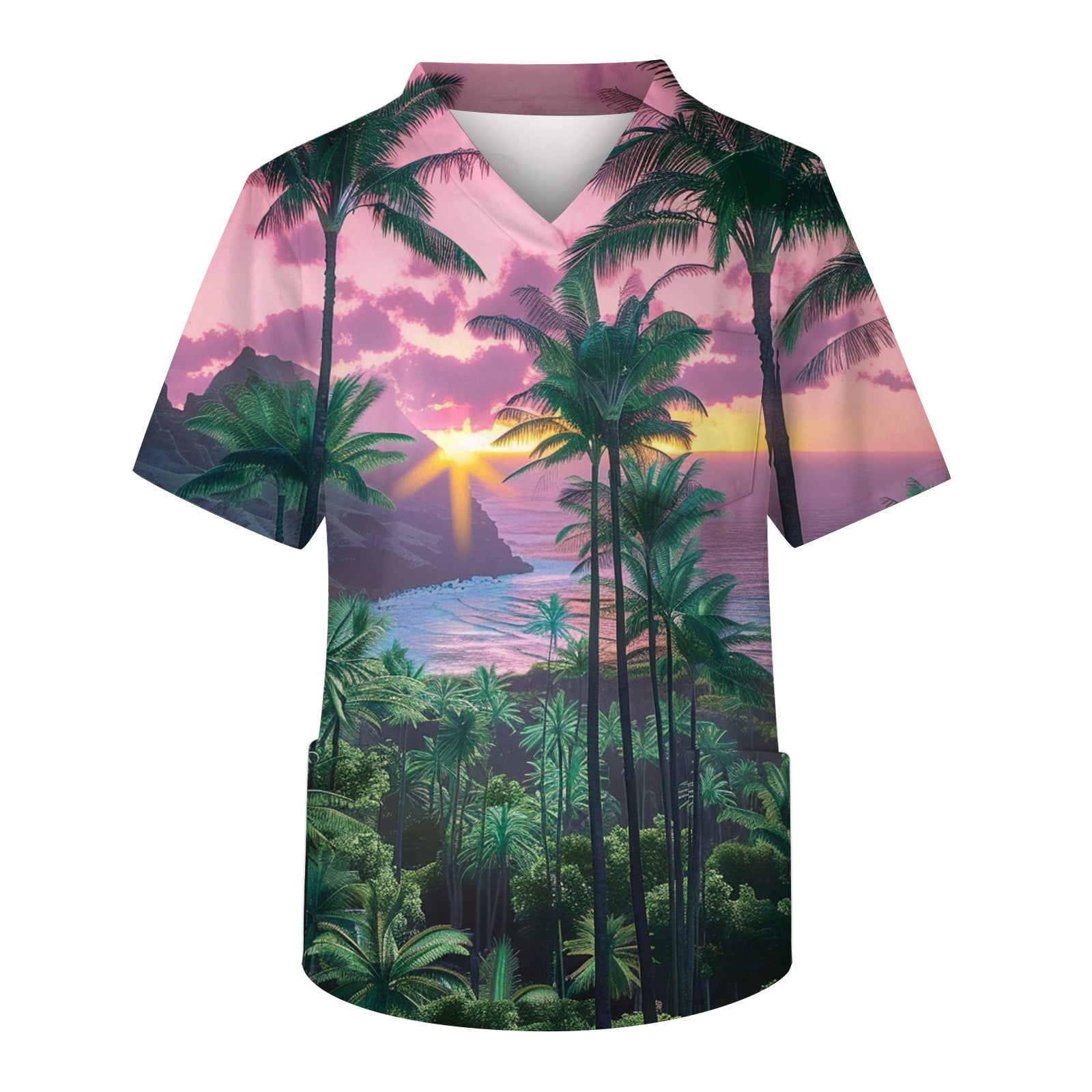 TQWQT Nurse's Uniform Top Floral Tropical Print Nursing Uniforms for ...