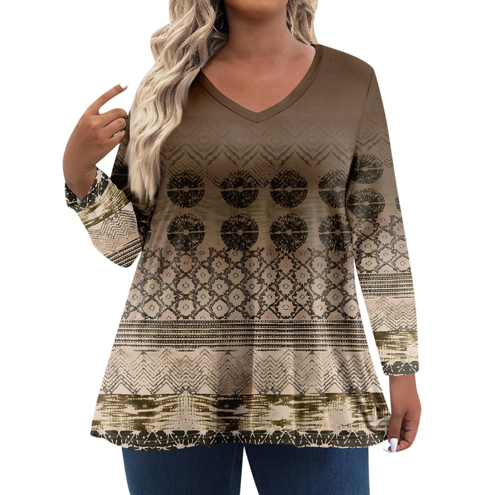 TQWQT Plus Size T Shirts for Women Dressy Casual Going Out Shirt Long ...