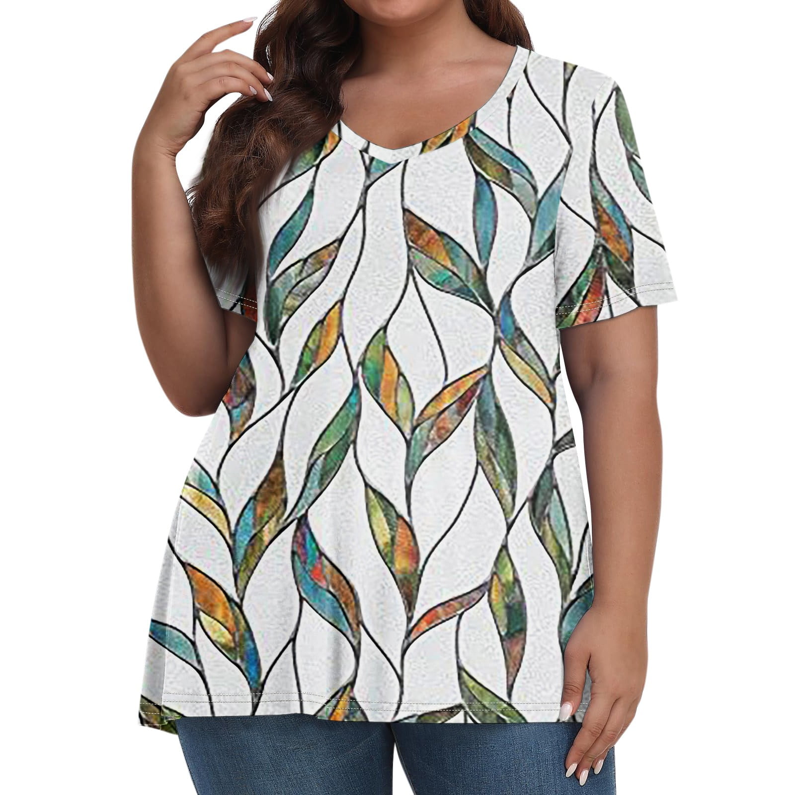 TQWQT Plus Size Tops for Women 4x-5x Plus Size Spring Tops V Neck ...