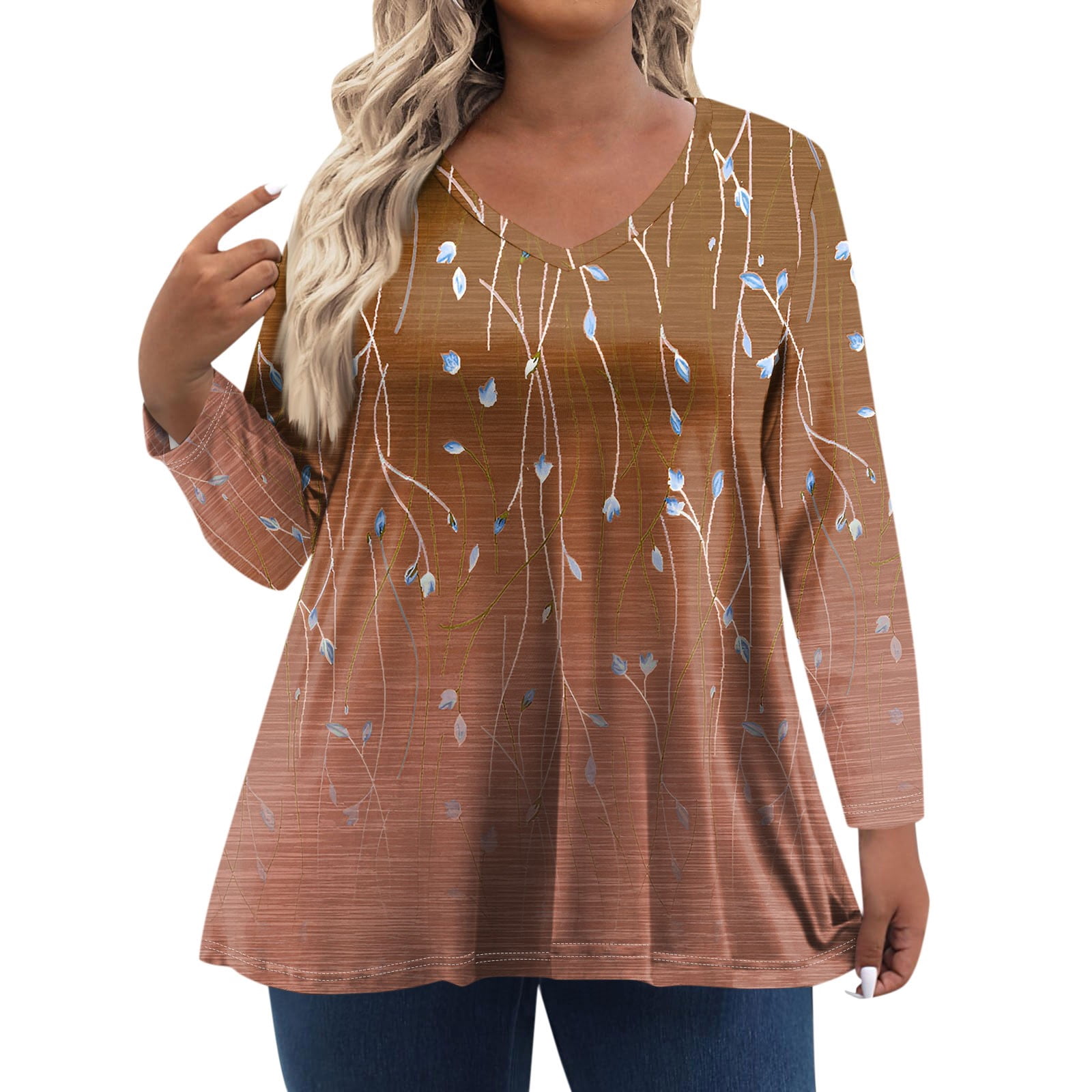 TQWQT Plus Size Tops for Women Dressy Clearance 4x Womens Top V Neck ...