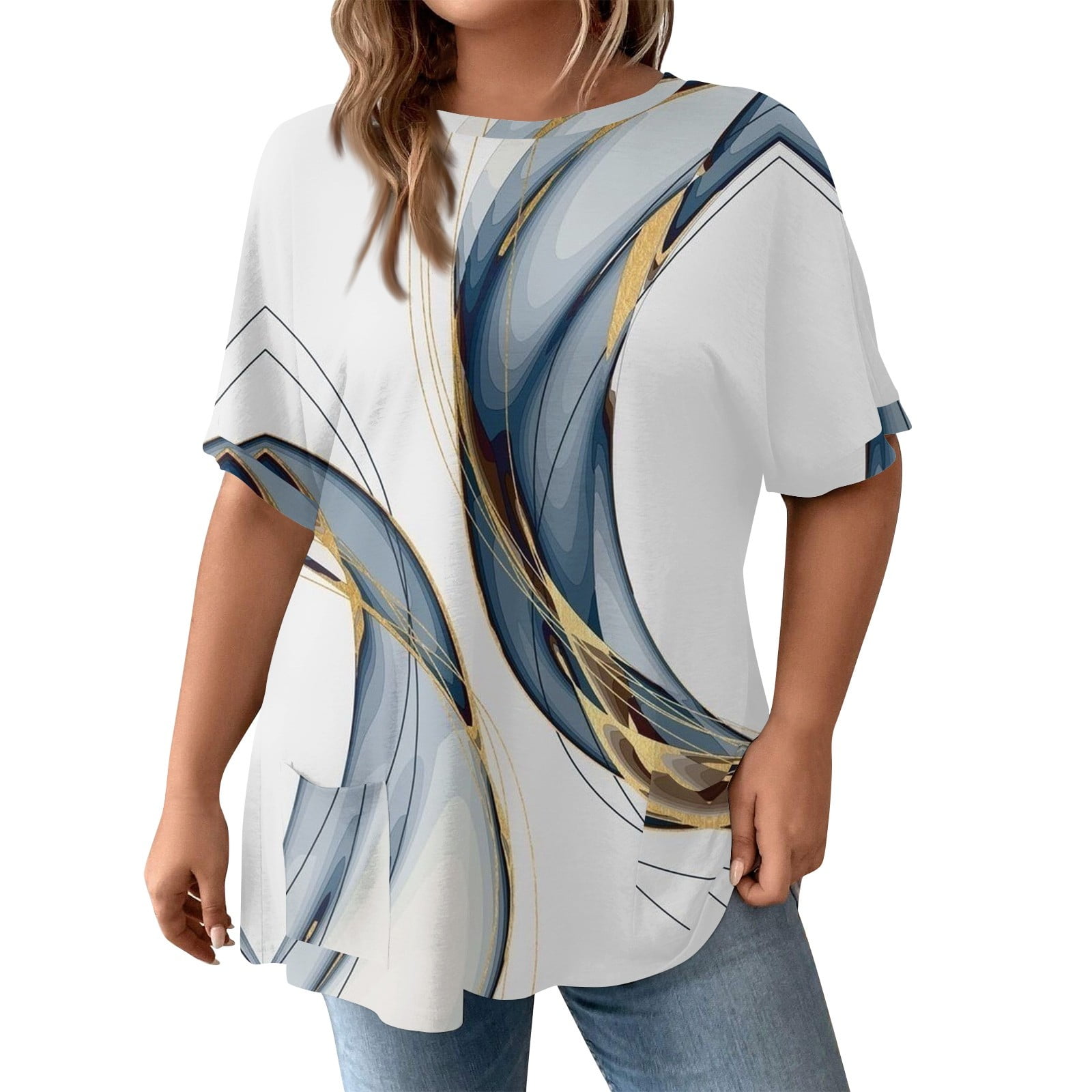 TQWQT Plus Size Tops for Women Loose Fit Casual Cute Shirts Short ...