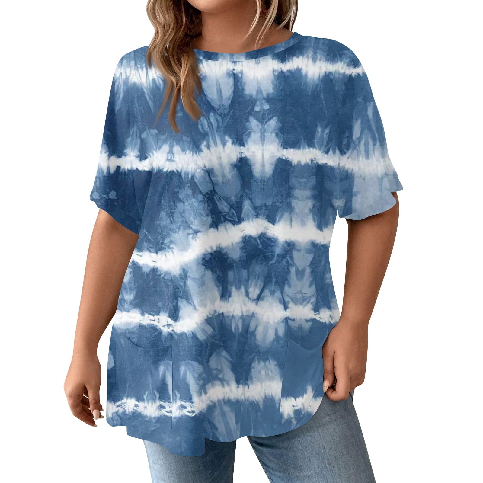 TQWQT Plus Size Tops for Women Summer Casual Going Out Tunics Short ...