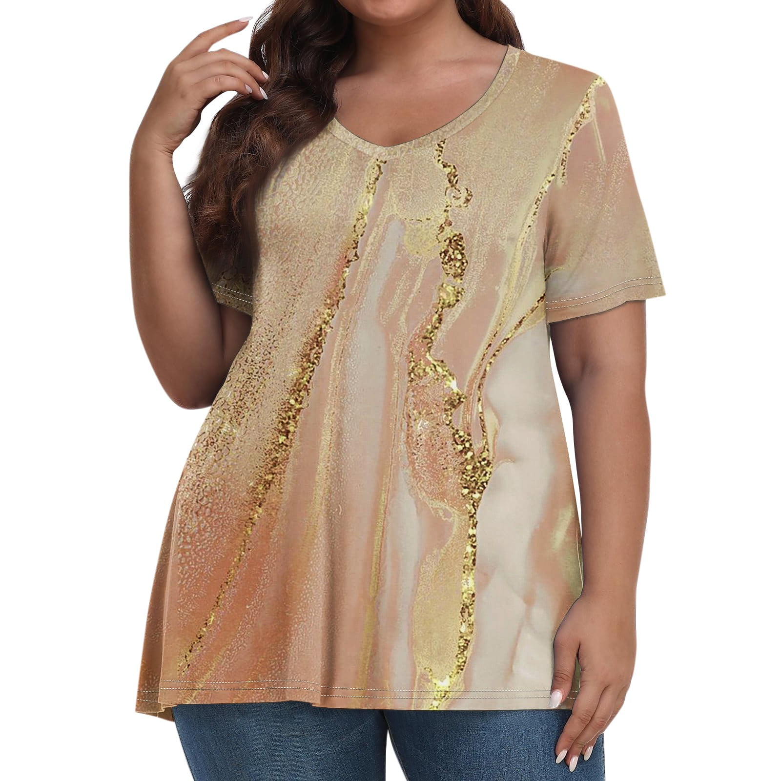 TQWQT Plus Size Tshirts for Women 4x-5x Plus Size Tunics V Neck Plus ...