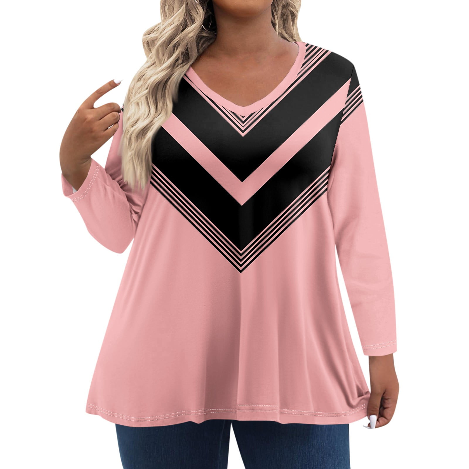 TQWQT Plus Size Tunic Tops for Women Fall Plus Ethnic Floral Top V Neck ...