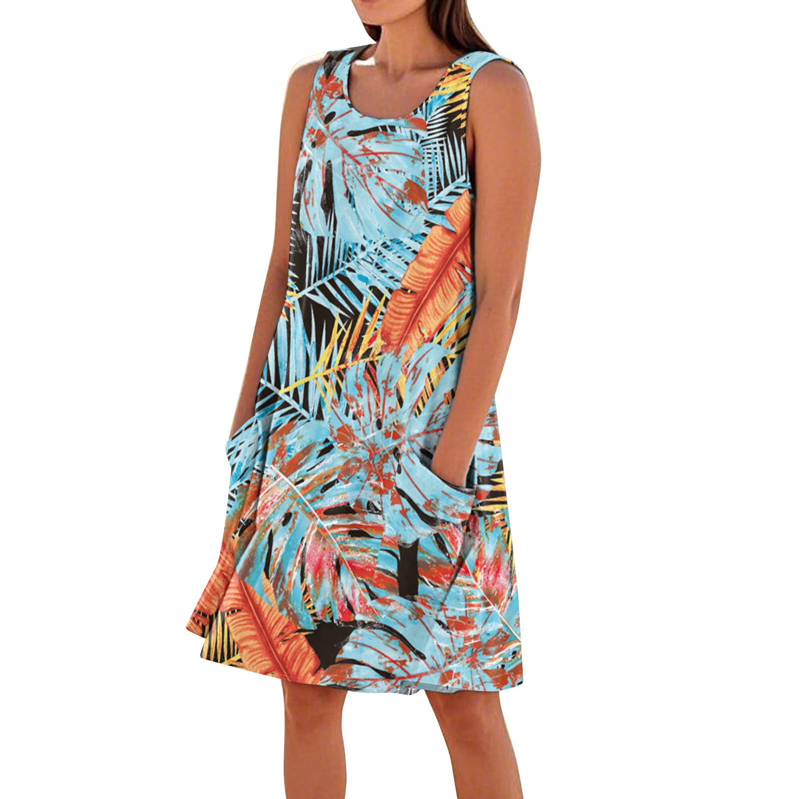 TQWQT Sundresses for Women 2025 Crew Neck Boho Summer Dresses ...