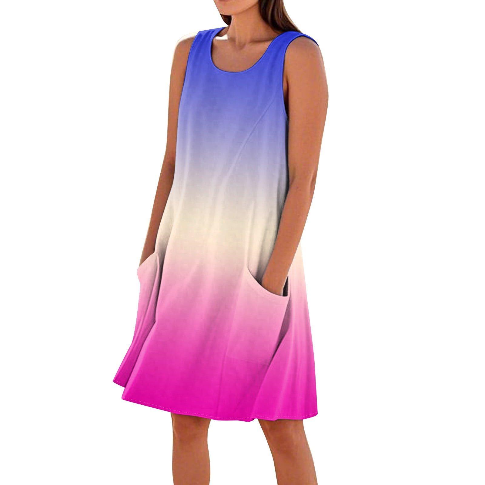 TQWQT Sundresses for Women 2025 Crew Neck Boho Summer Dresses ...