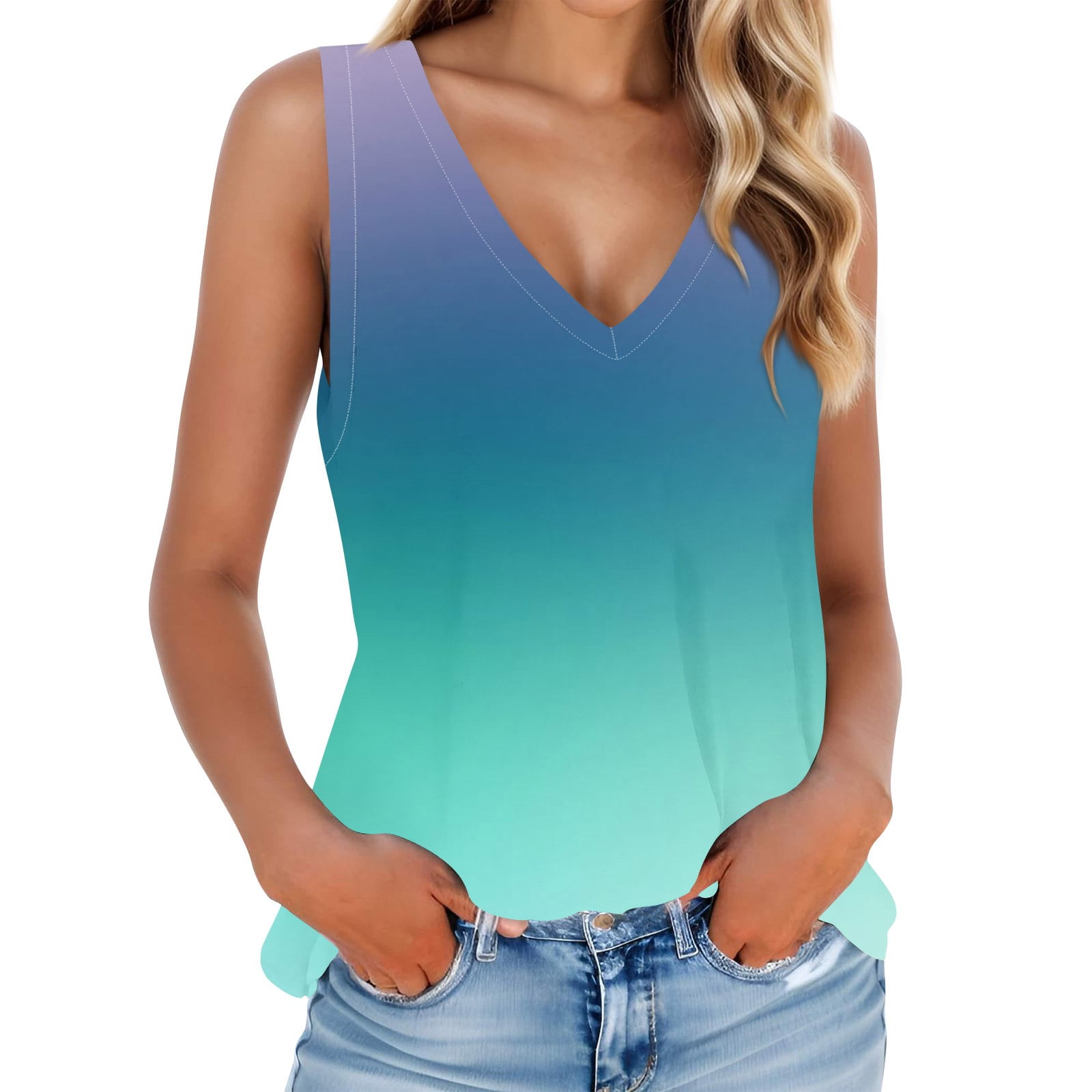 TQWQT Tank Tops Women Cute Deep V Neck Sleeveless Summer Tops Y2k ...