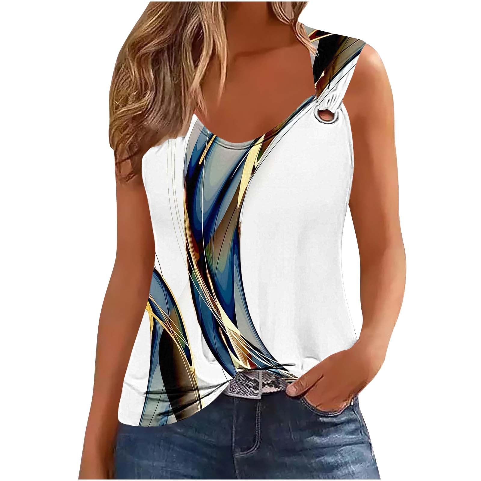 TQWQT Tank Tops for Women 2024 Summer O Ring Sleeveless Tank Shirts ...