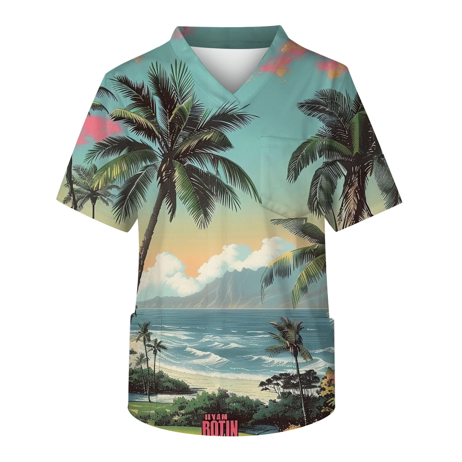 TQWQT Tropical Scrub Tops Men Plus Size Scrub for Men Cute Floral ...
