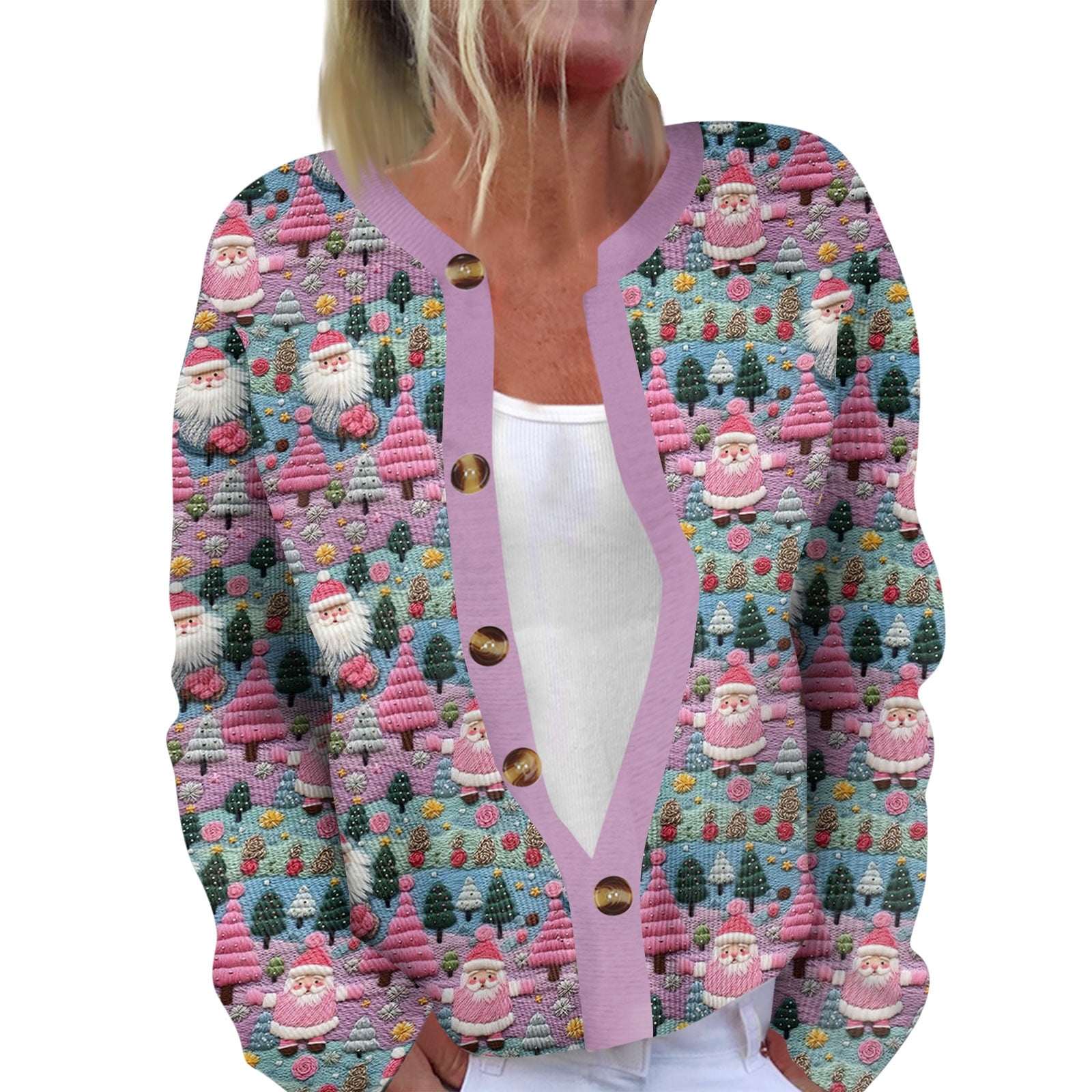 TQWQT Ugly Christmas Cardigan Sweaters for Women Plus Size Open Front ...