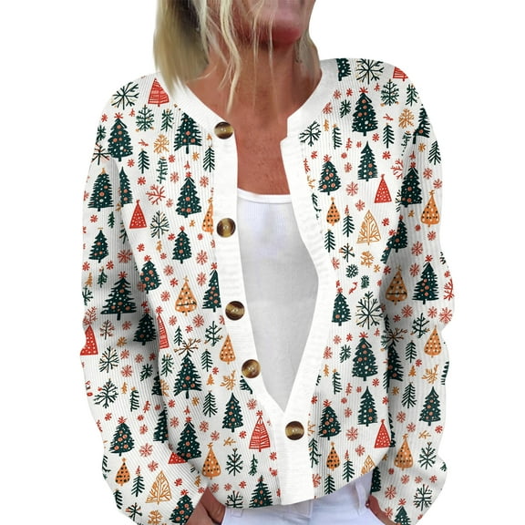 TQWQT Cardigans for Women Open Front Ugly Christmas Cardigan Sweater ...