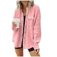 Tqwqt Womens Casual Waffle Knit Shacket Jacket Loose Fit Long Sleeve