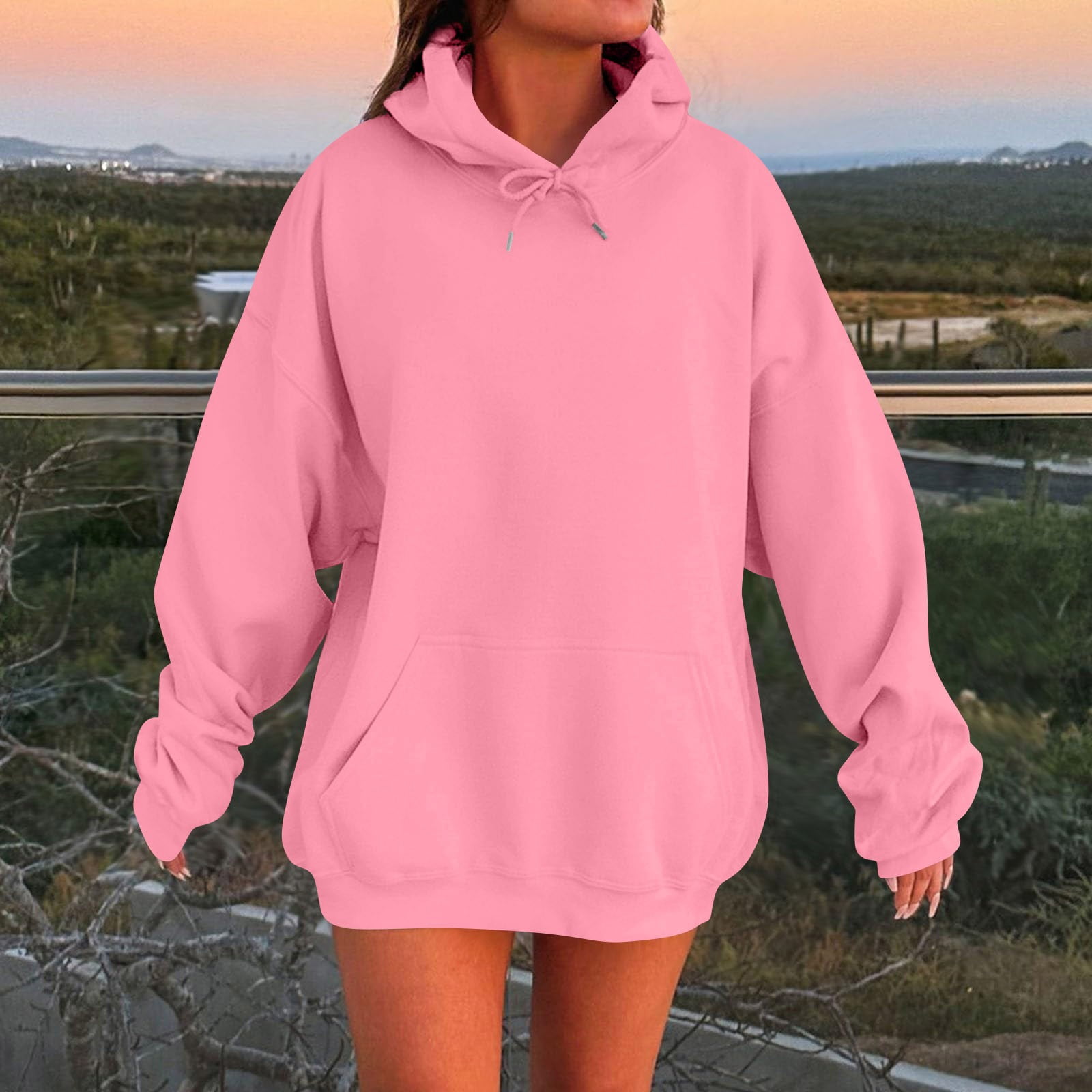 TQWQT Women's Pink Hoodie Oversized Y2k Pullover Hooded Sweatshirts ...