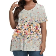 Fantaslook Trendy Women's Plus Size Floral Blouses, Loose Summer Tops ...