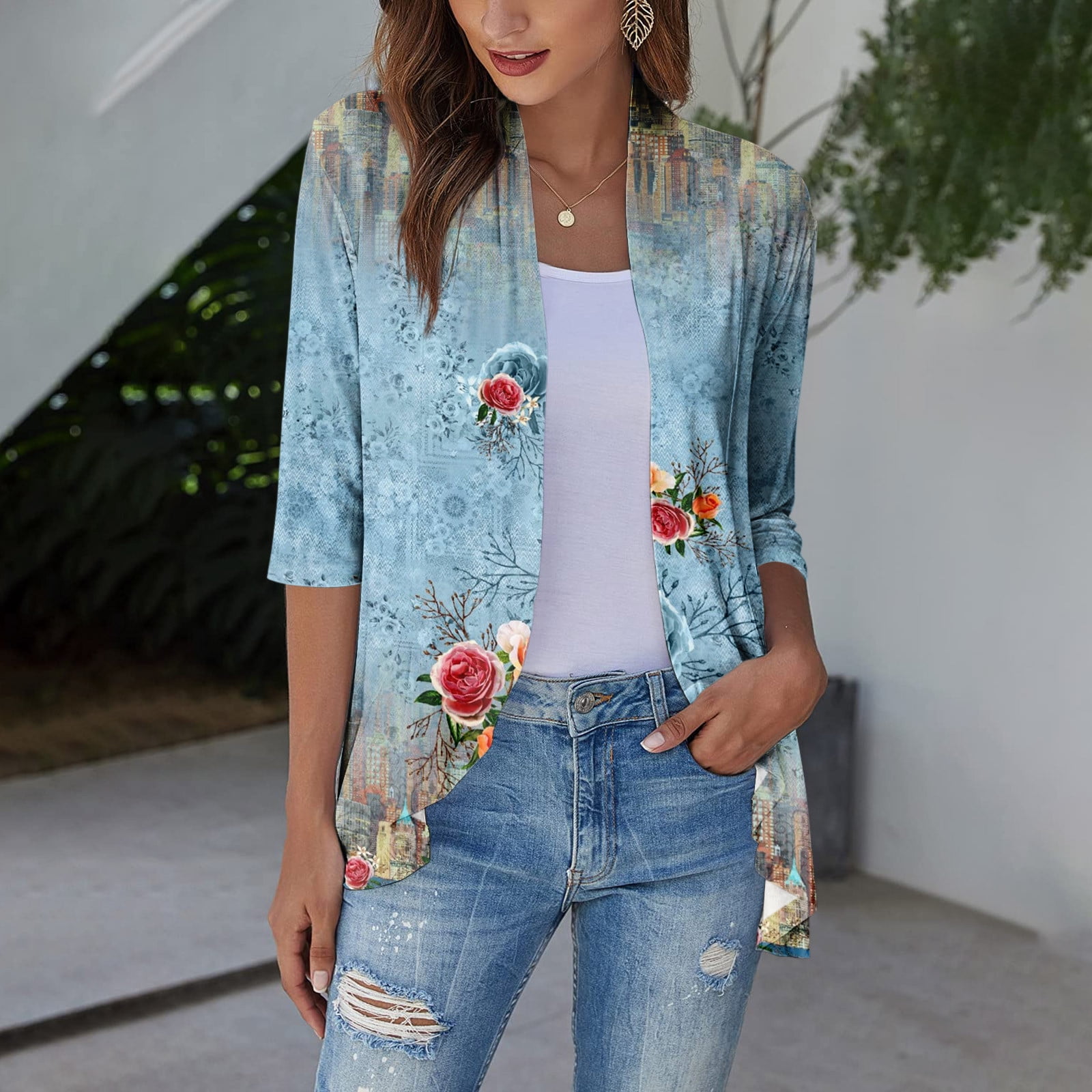 TQWQT Womens Cardigans Lightweight Summer Casual Open Front Cardigans ...