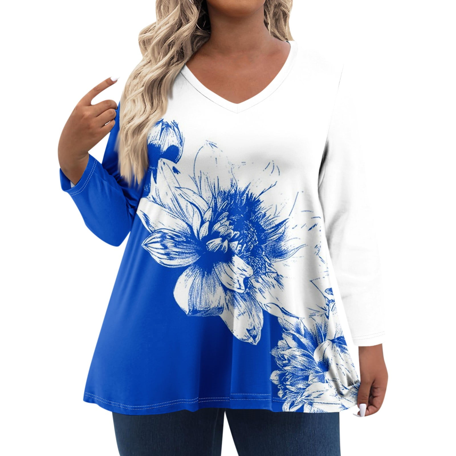 TQWQT Womens Plus Size Fall Tops 2024 4x-5x Long Sleeve Shirts Floral ...