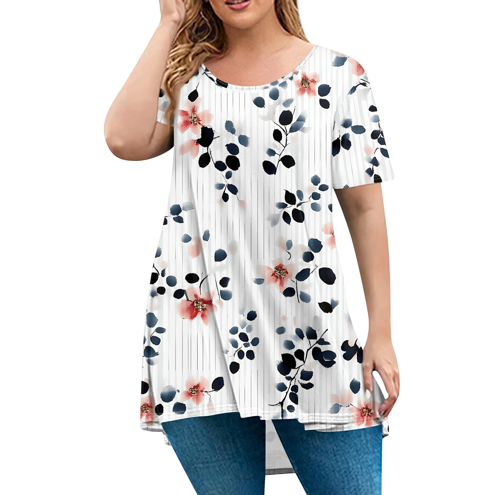 TQWQT Womens Plus Size Summer Tops 4x-5x Plus Size Summer Tops Crewneck ...