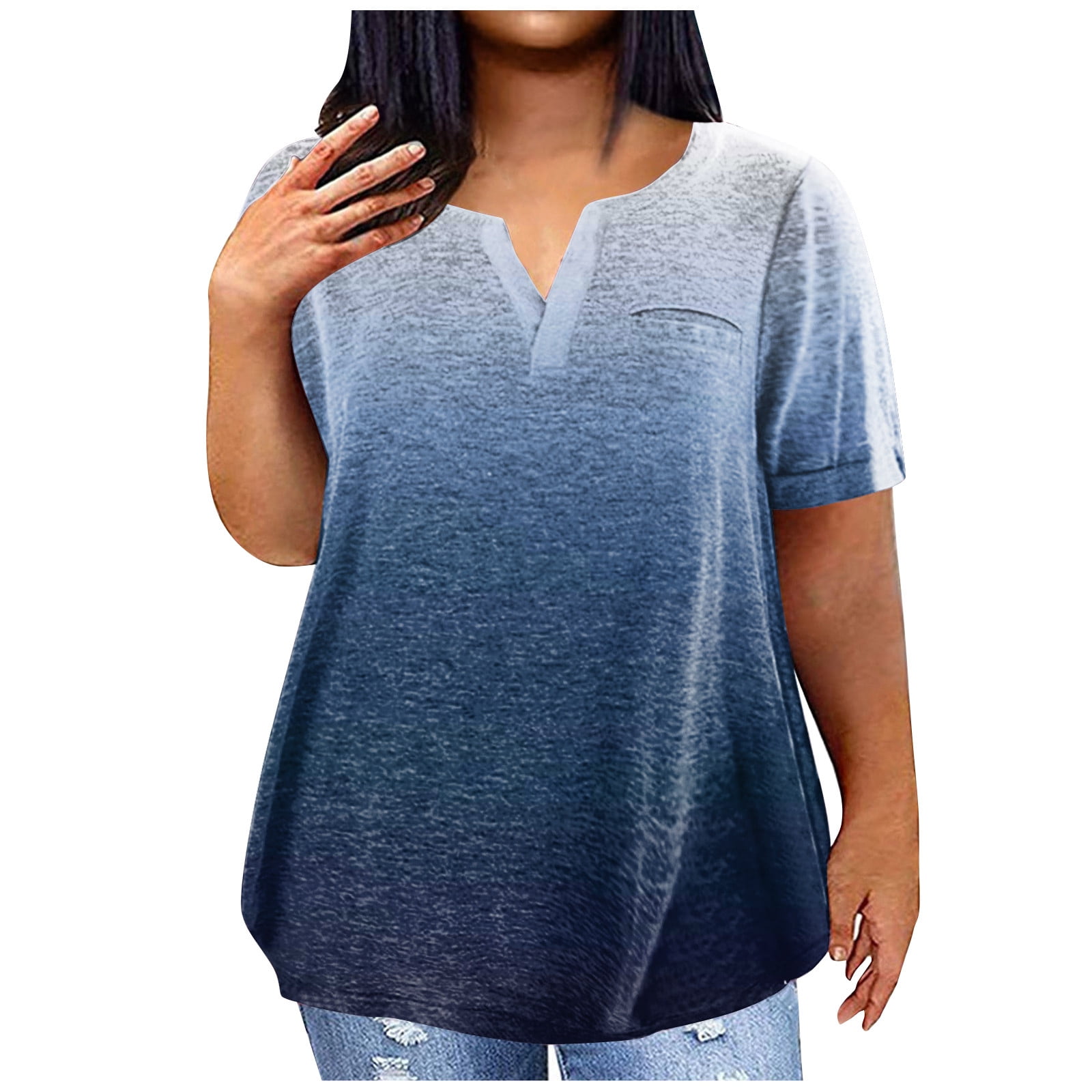 TQWQT Womens Plus Size Tops 4x-5x Summer Short Sleeve Tees Floral ...