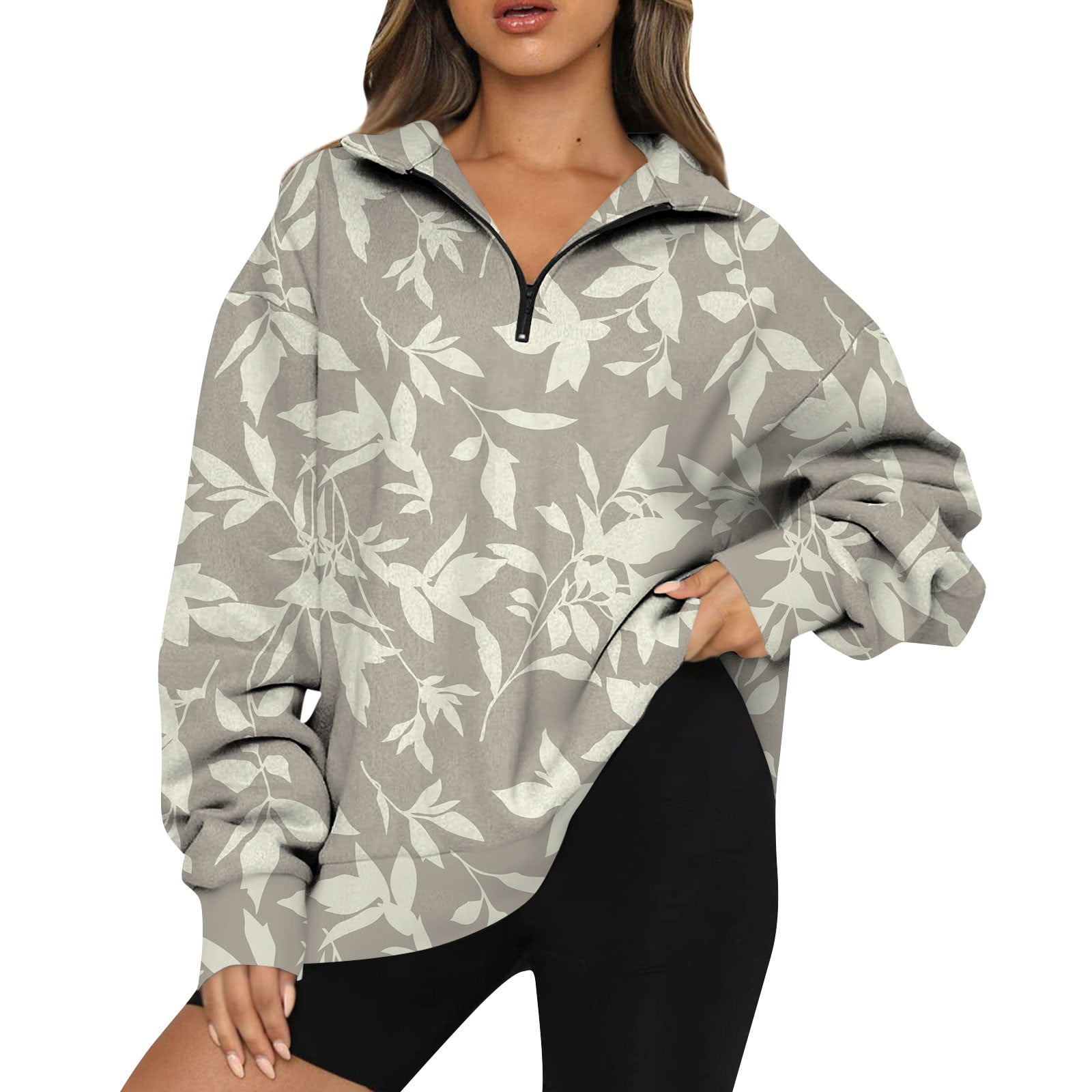 Tqwqt Womens Quarter Zip Pullover Womens Oversized Half Zip Pullover