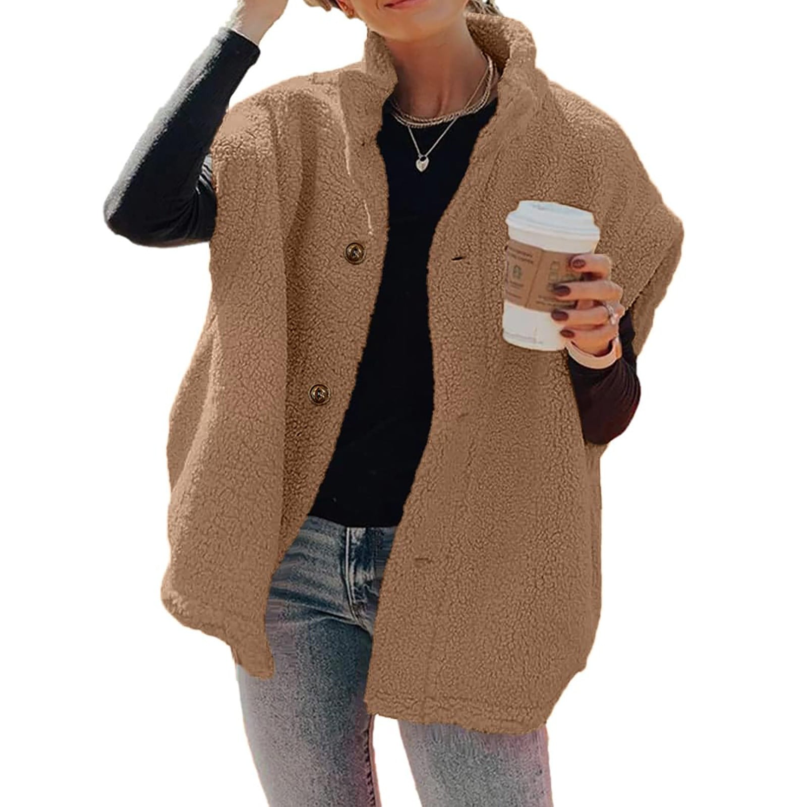 TQWQT, Womens Fleece Sherpa Vest, Size M, Brown, Sleeveless - Walmart.com