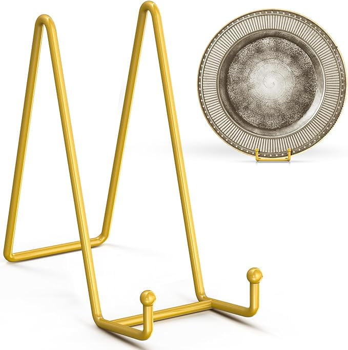 TR-LIFE 4 Pack 8 Inch Plate Stands/Holder for Display, Large, Gold ...