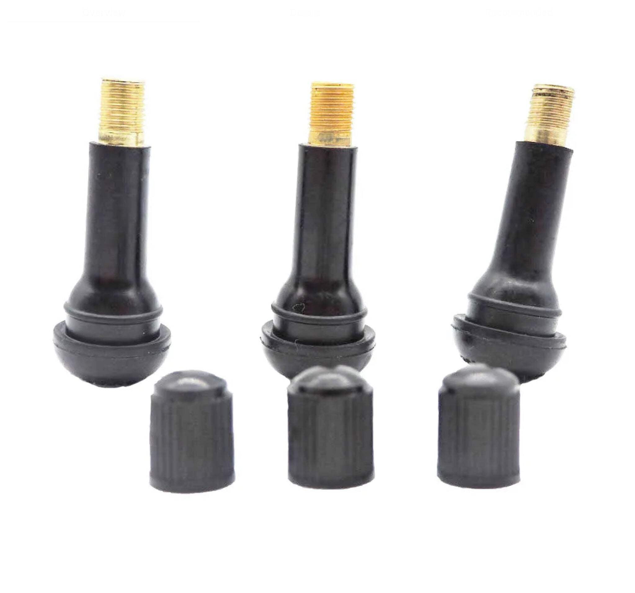 TR414 Snap-In Tire Wheel Valve Stems Medium Black Rubber Kit Universal ...