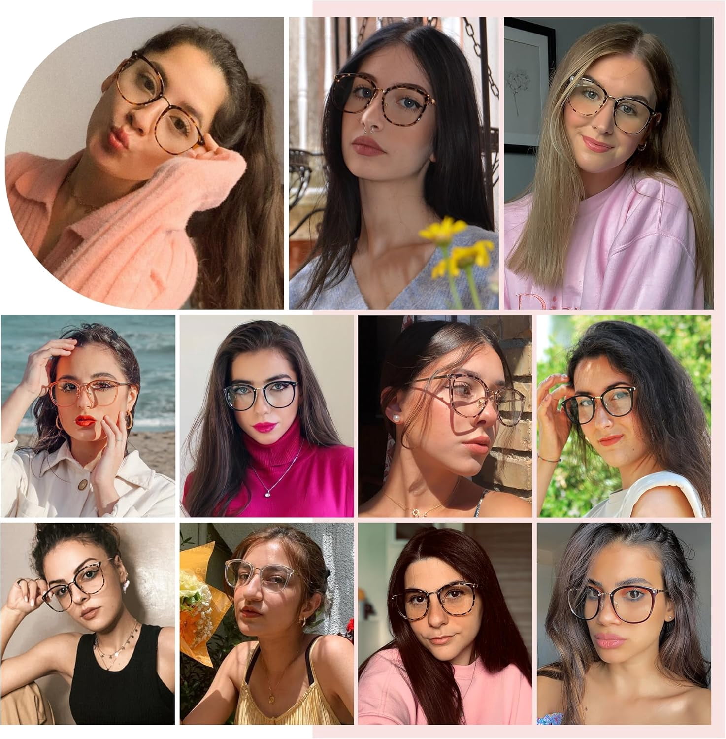 TR90 Cat Eye Women Eyewear Frames Round Stylish Retro Metal Ultra Light ...
