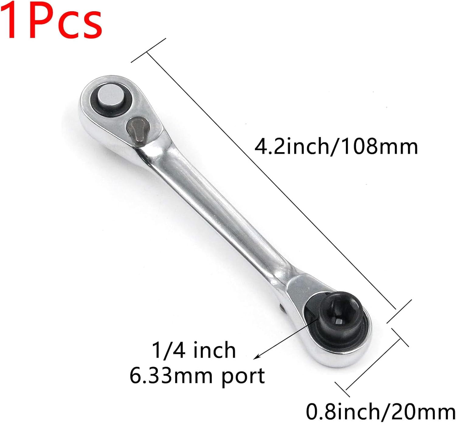 TRA-1/4 Inch Mini Double Headed Ratchet Wrench 72 Tooth Drive Socket ...