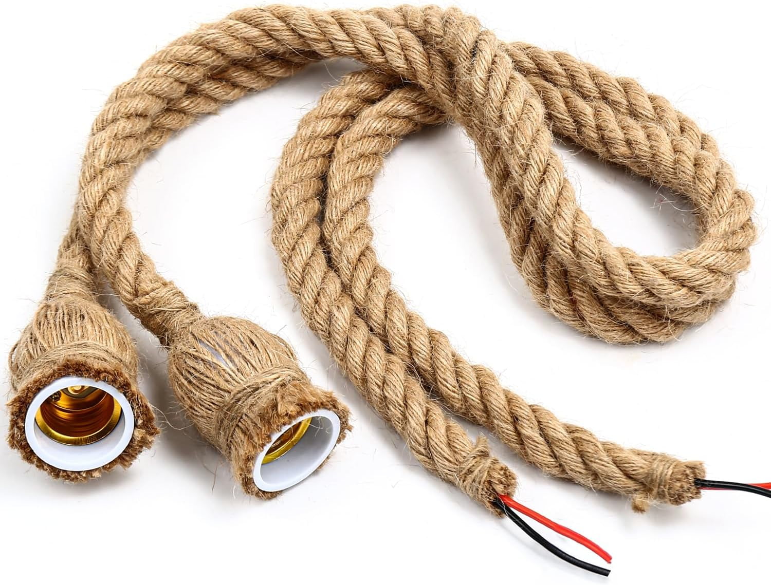 TRA-1 Heads 1 Meter 2 PCS Rope Pendant Light Retro Hemp Rope Hanging ...