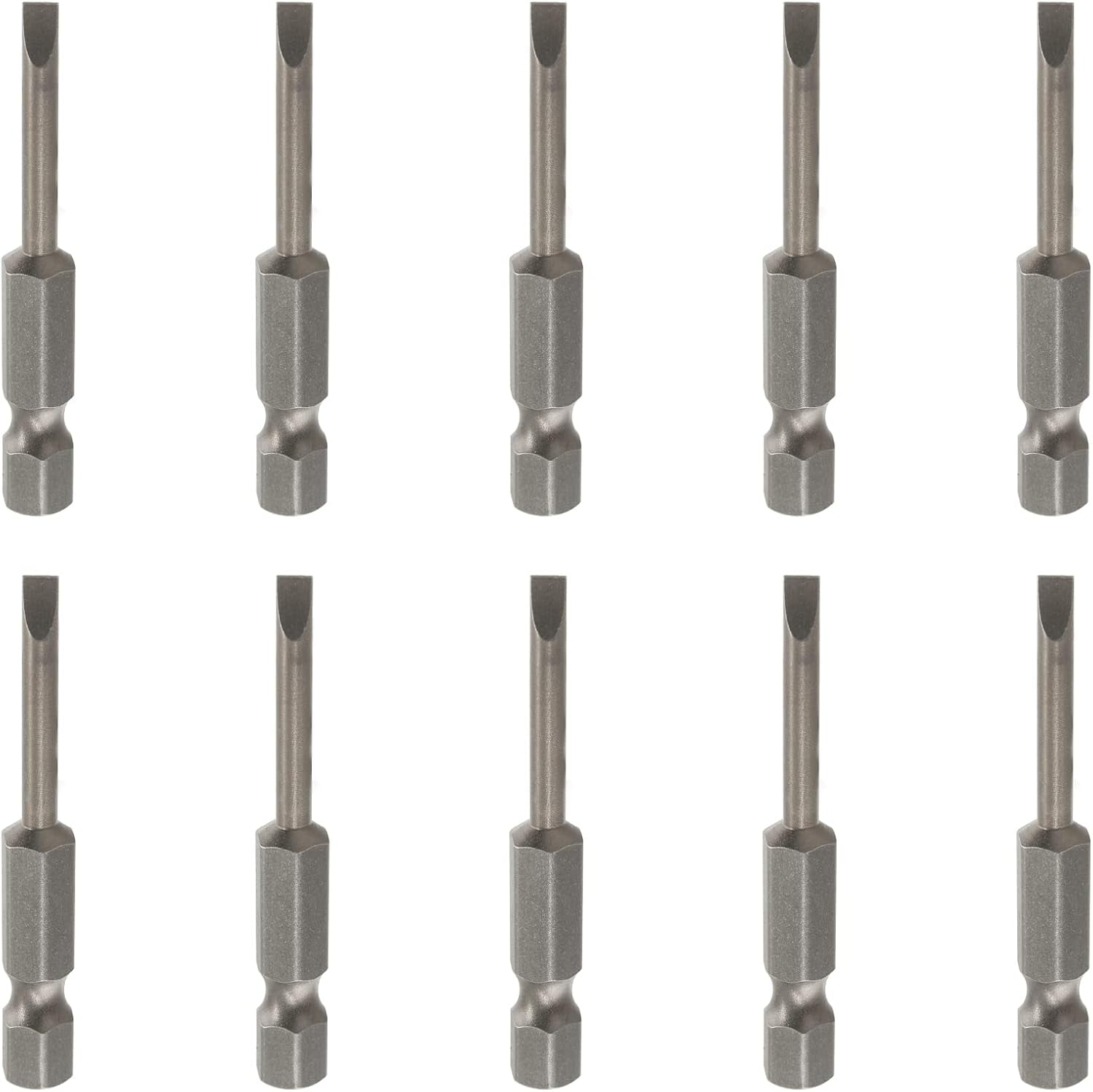 TRA-10 Pcs SL4 Magnetic Slotted Screwdriver Bits S2 Steel Flat Head Screwdriver Bits with 1/4 ...