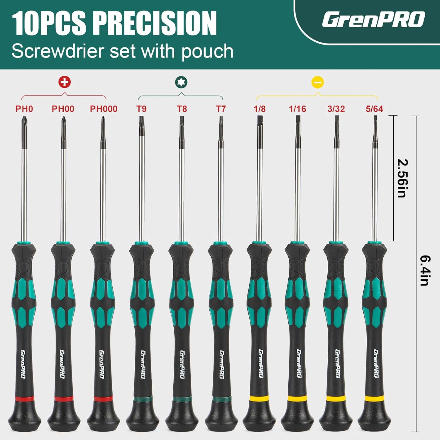 TRA-10-Piece Precision Screwdriver Set, Magnetic Small Screwdrivers with Phillips, Slotted, Torx ...