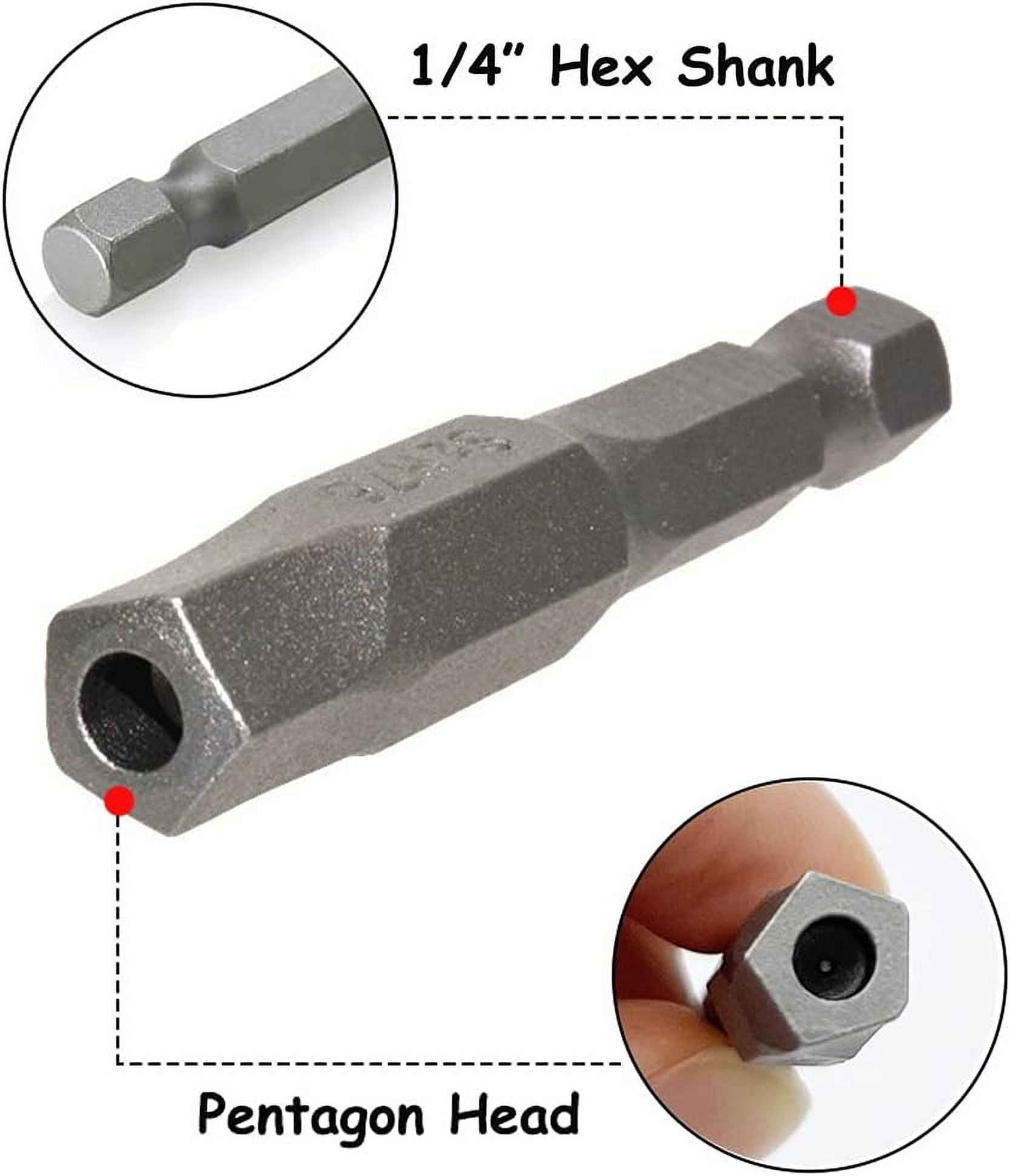 TRA-10 Pieces Magnetic Pentagon Head Screwdriver Bits Set 1/4 Inch Hex Shank Security Tamper ...